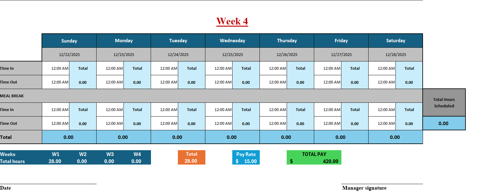 Employee Work Hours & Payroll Tracking Spreadsheet - Eloquens