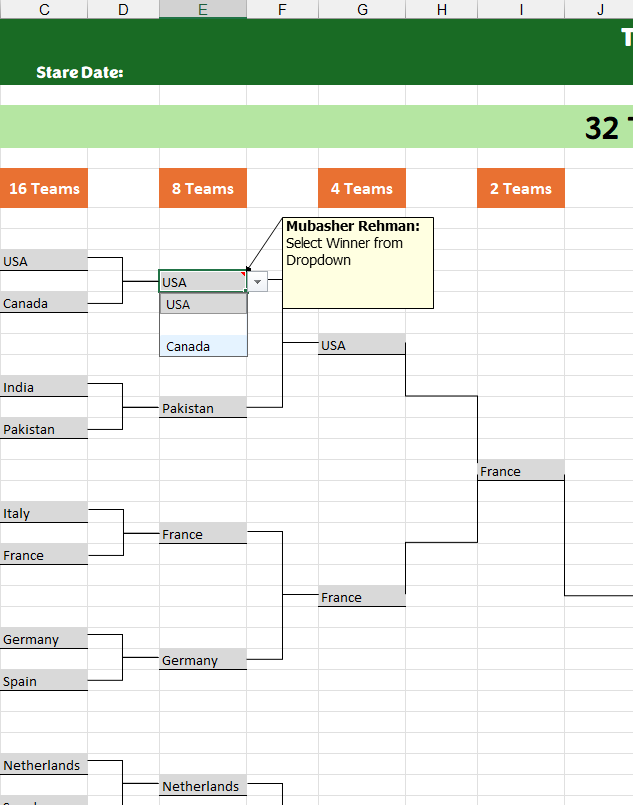 Tournament Schedule & Bracket Spreadsheet | Brackets & Schedule for 32 ...