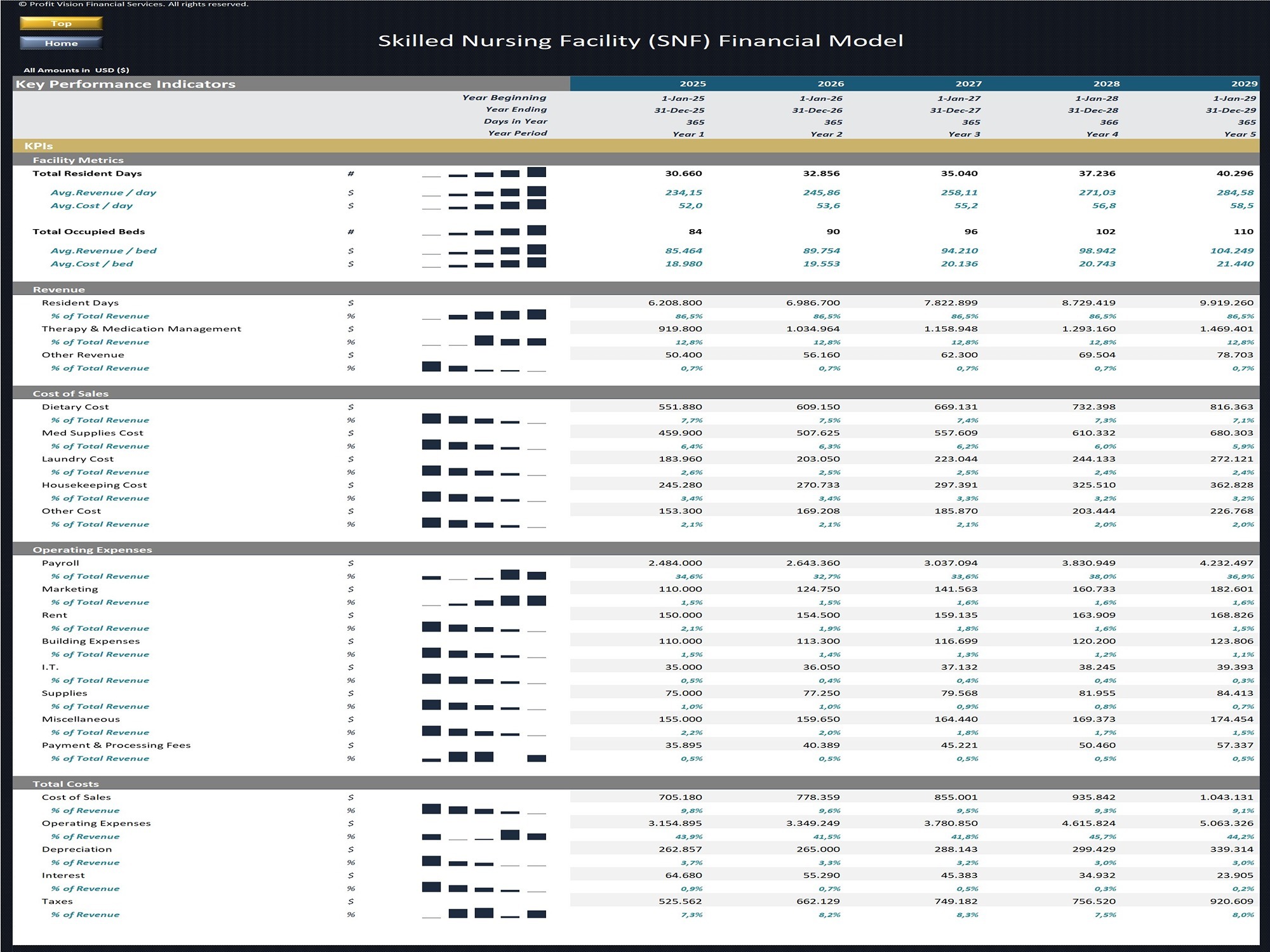 Skilled Nursing Facility (SNF) – 5 Year Financial Model - Eloquens