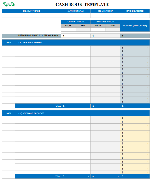 Professional Cash Book Template in Excel for Business Use - Eloquens