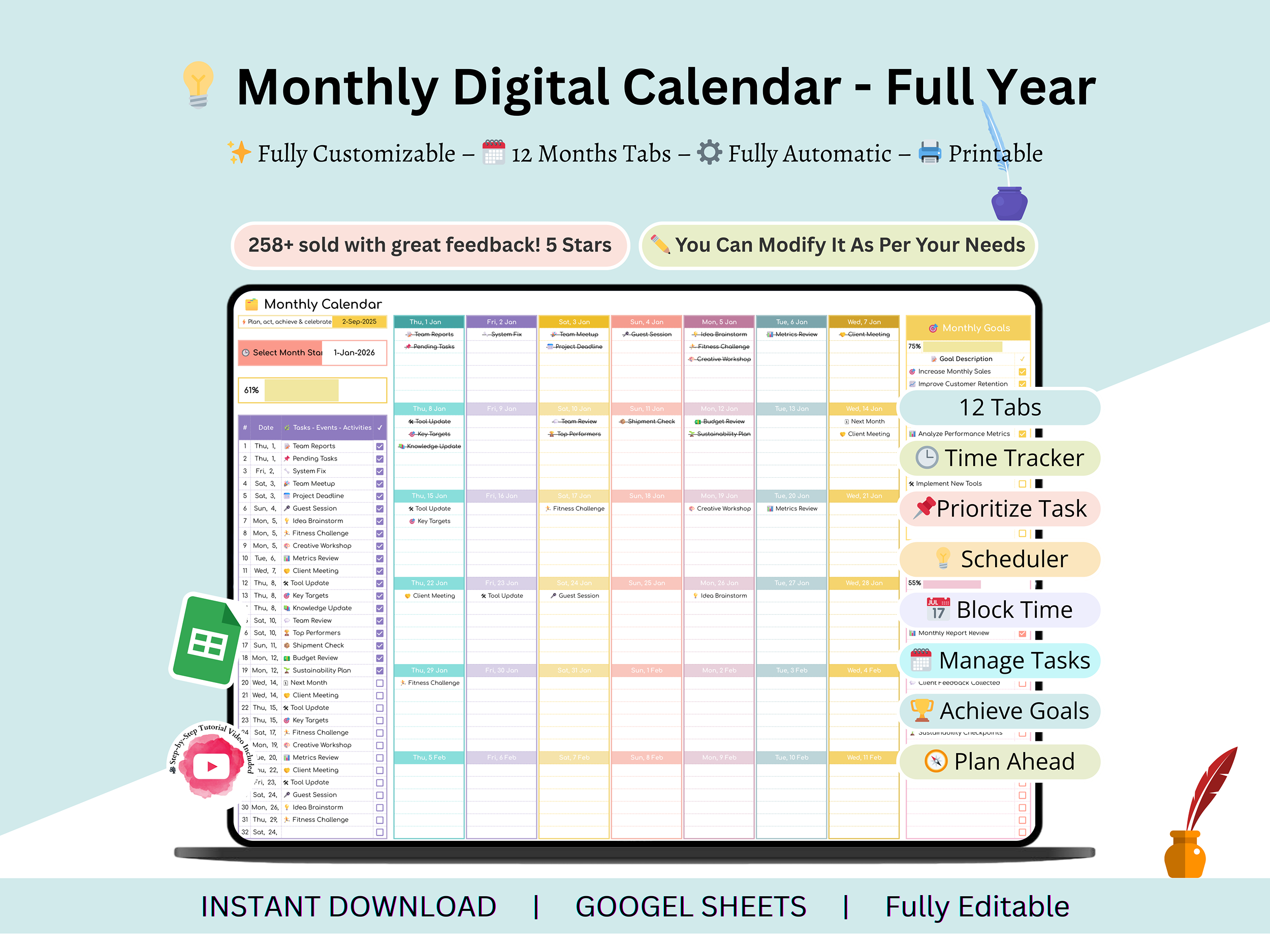 Monthly Task Planner - Eloquens