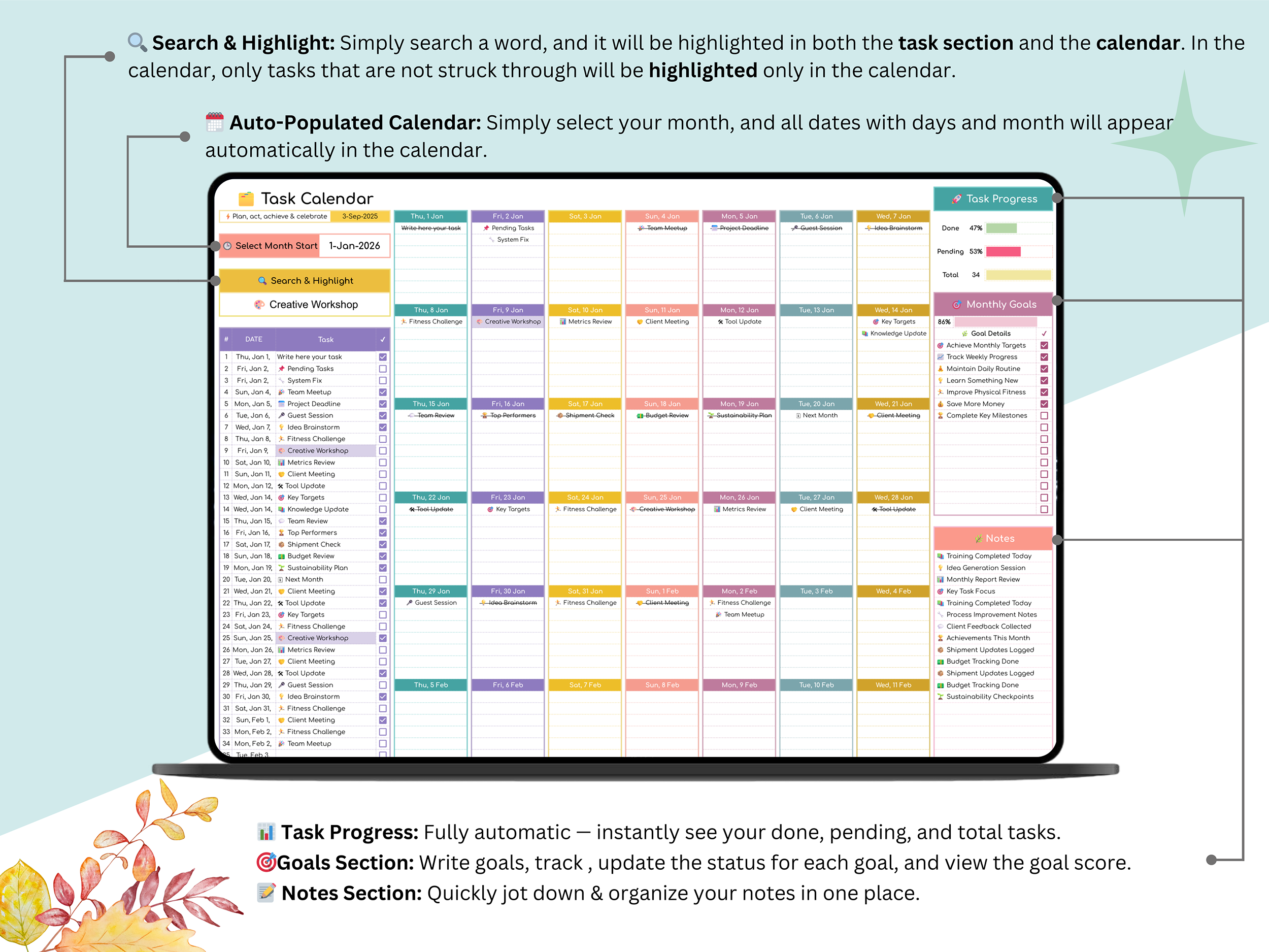 Task Calendar - Eloquens