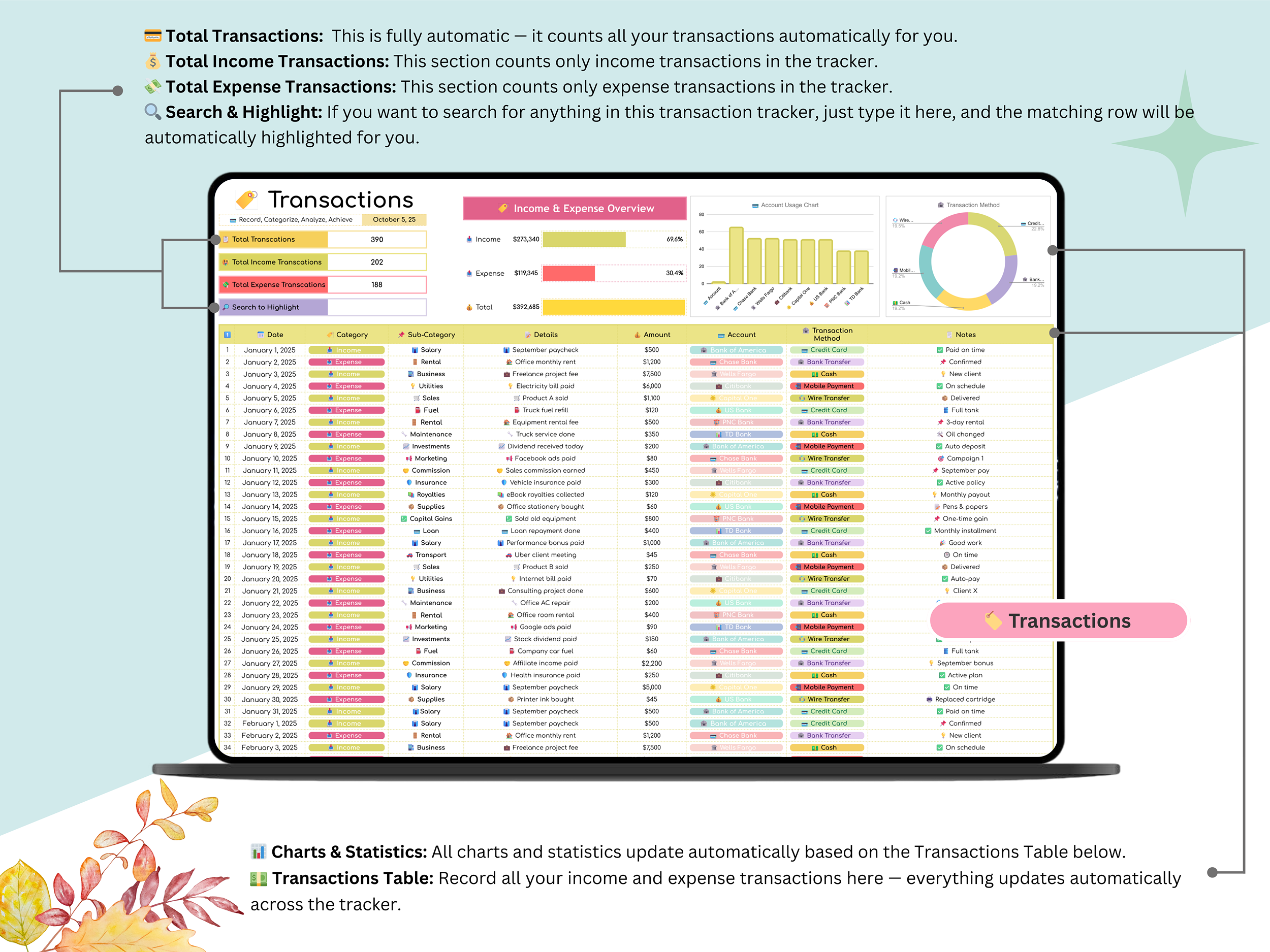 Income and Expense tracker spreadsheet - Eloquens