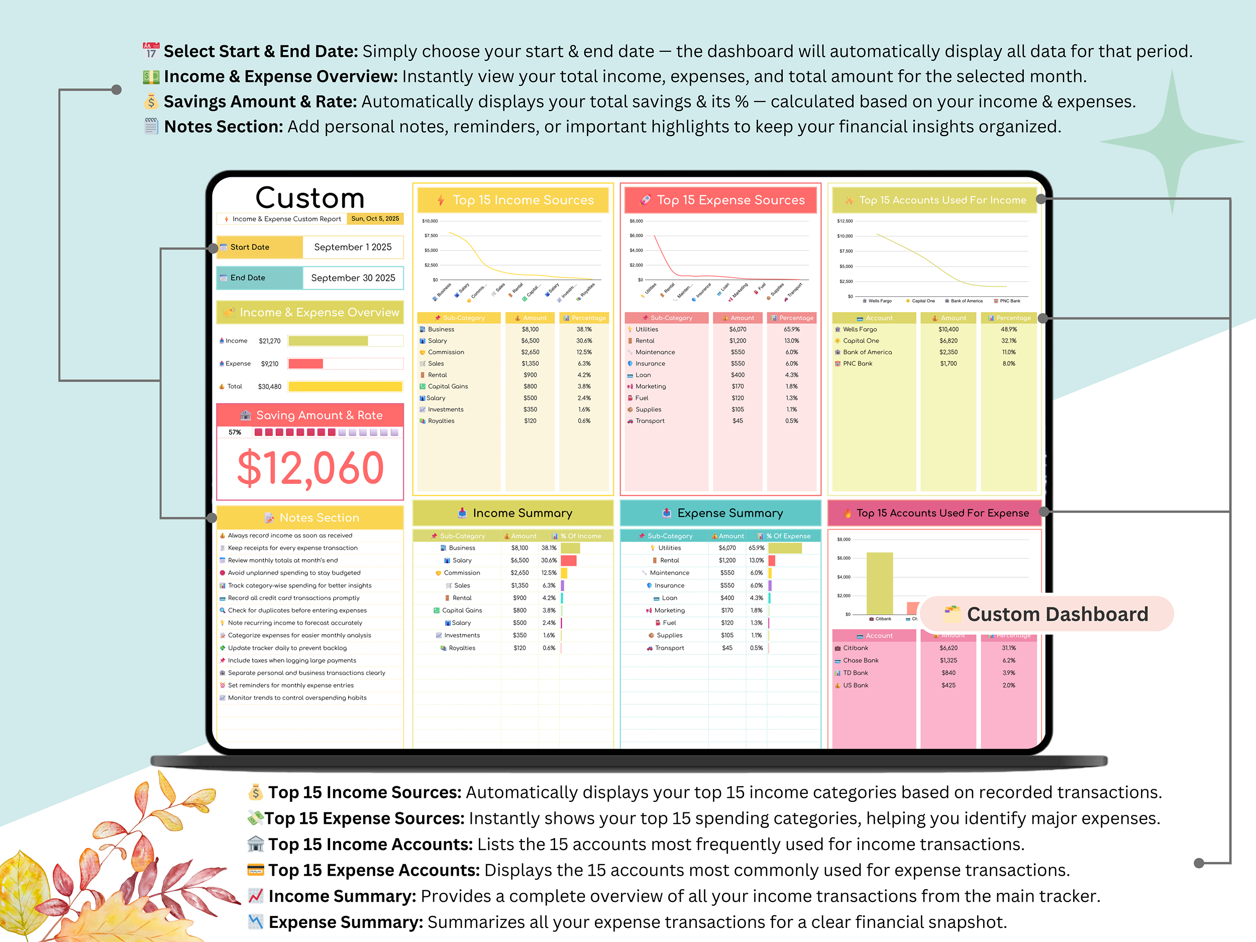 Income and Expense tracker spreadsheet - Eloquens