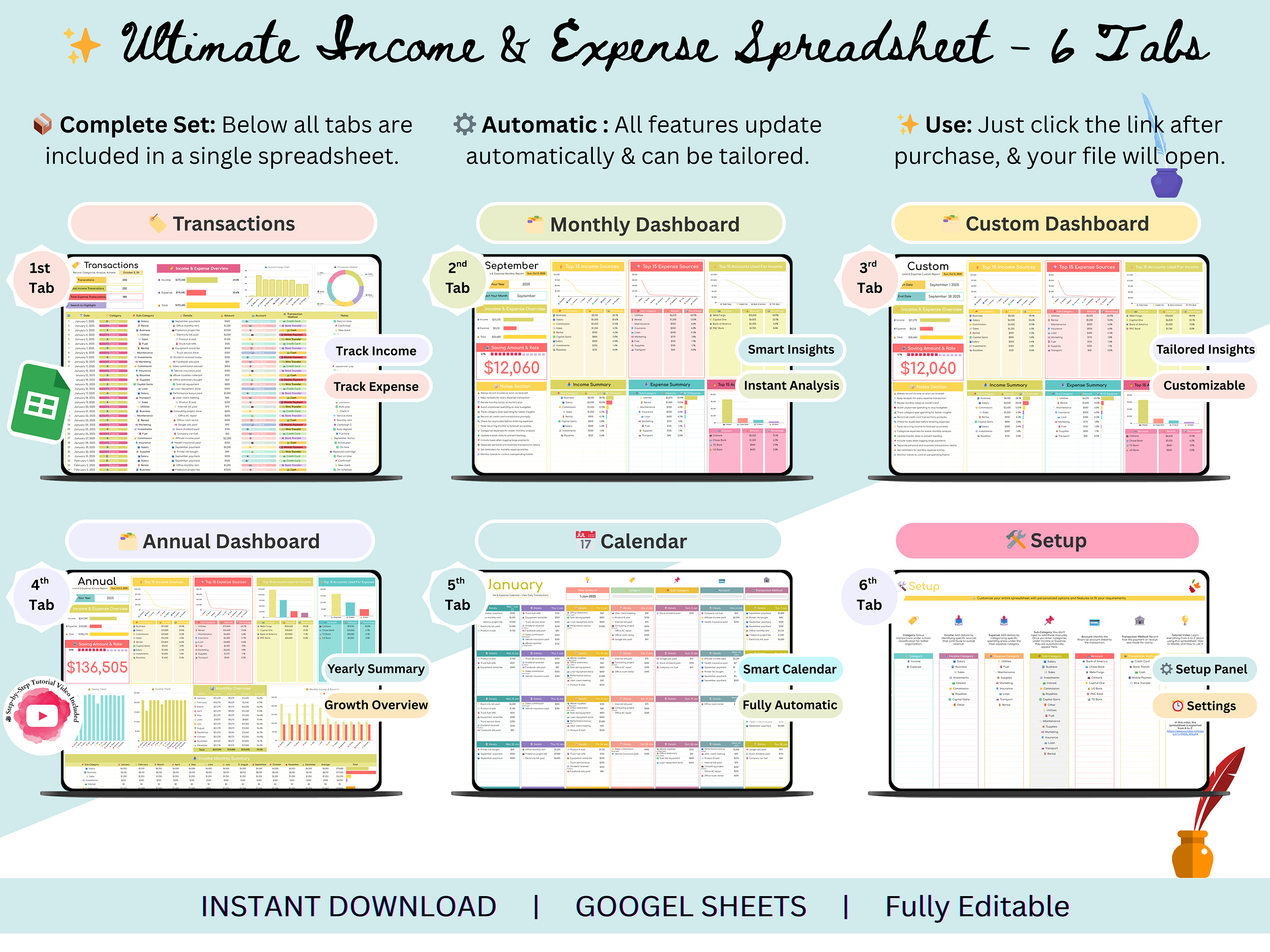 Income and Expense tracker spreadsheet - Eloquens