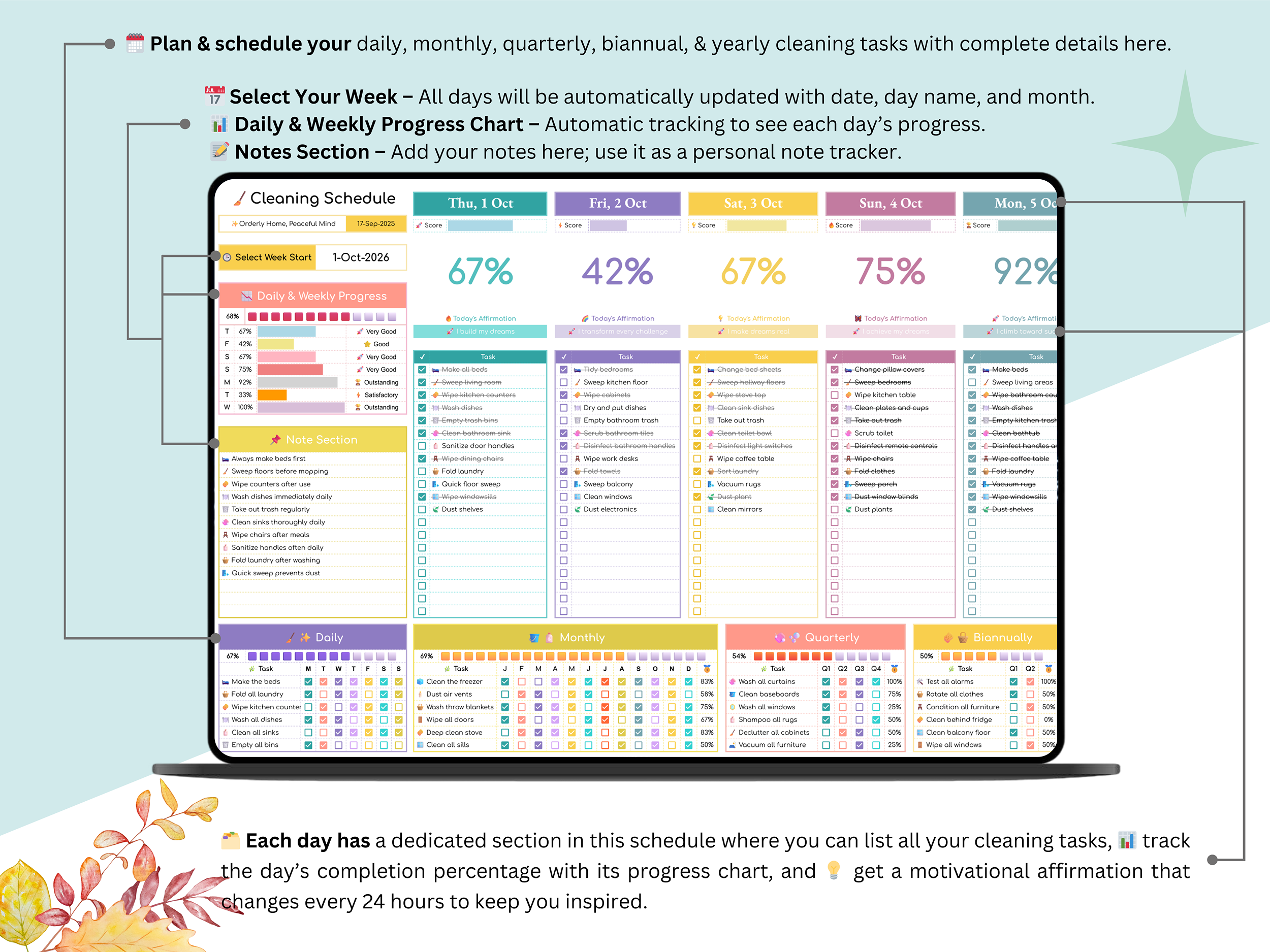 Cleaning Schedule Planner - Eloquens