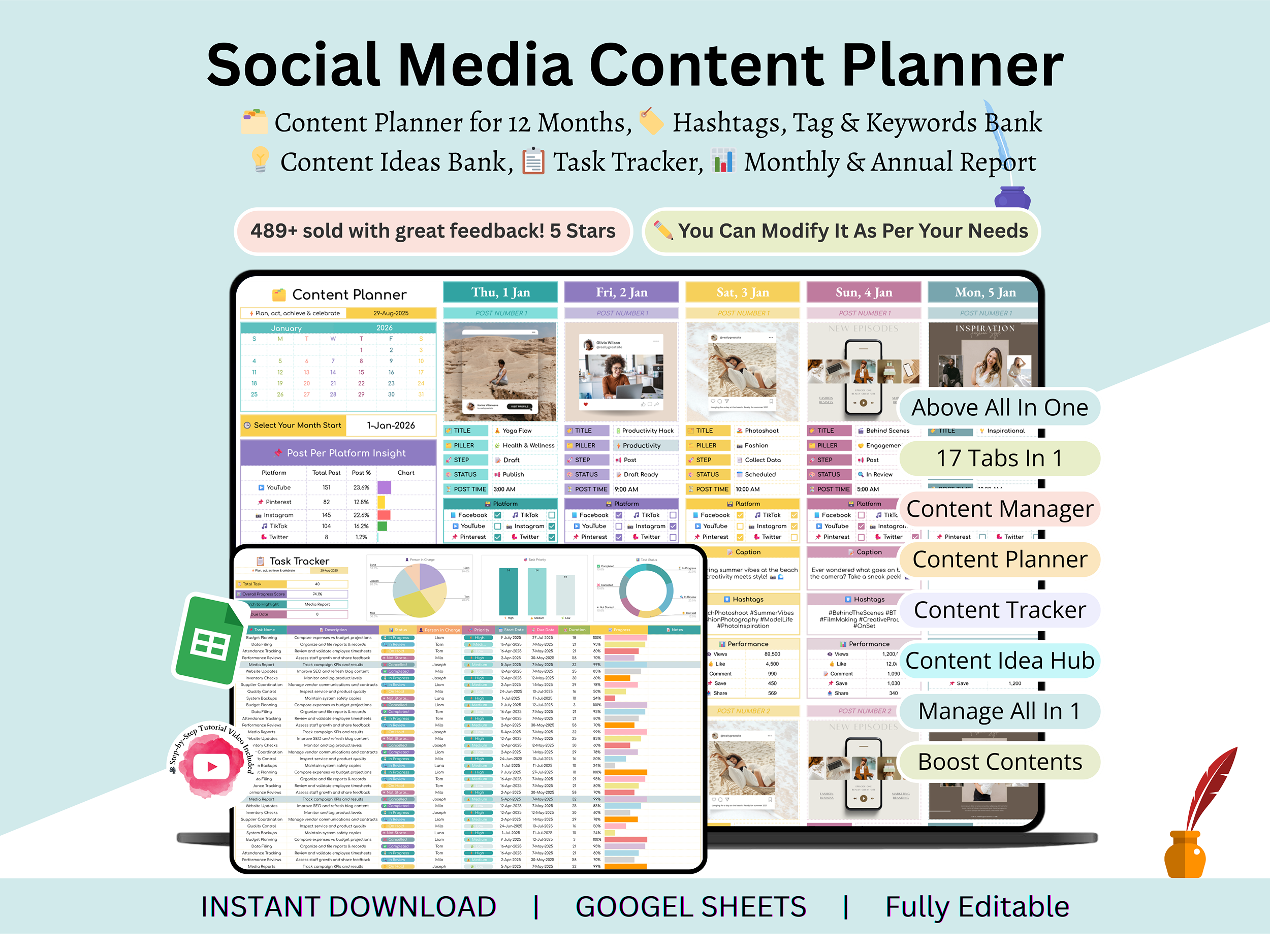 Social Media Content Planner & Tracker - Eloquens