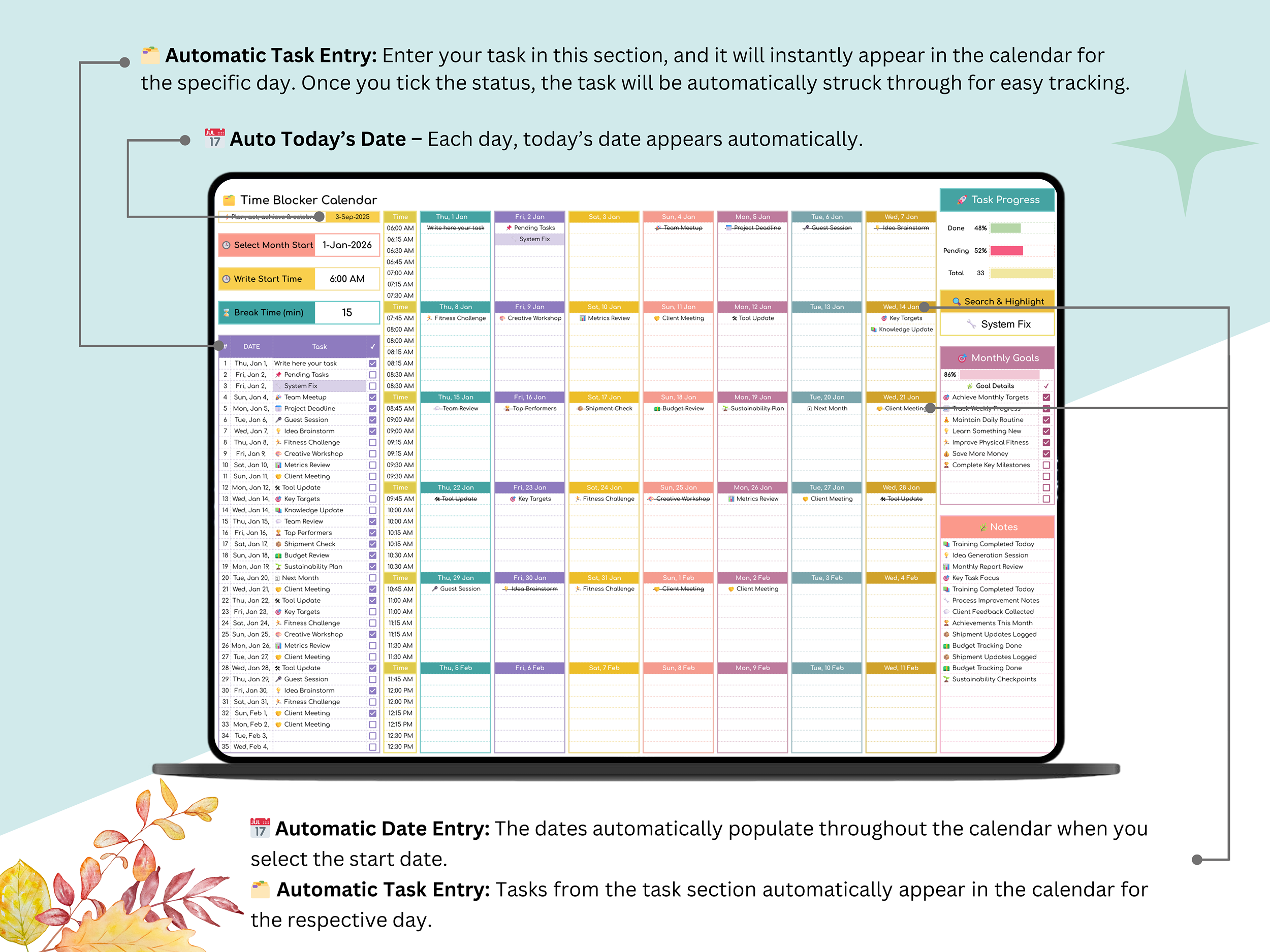 Time Blocking Calendar - Eloquens