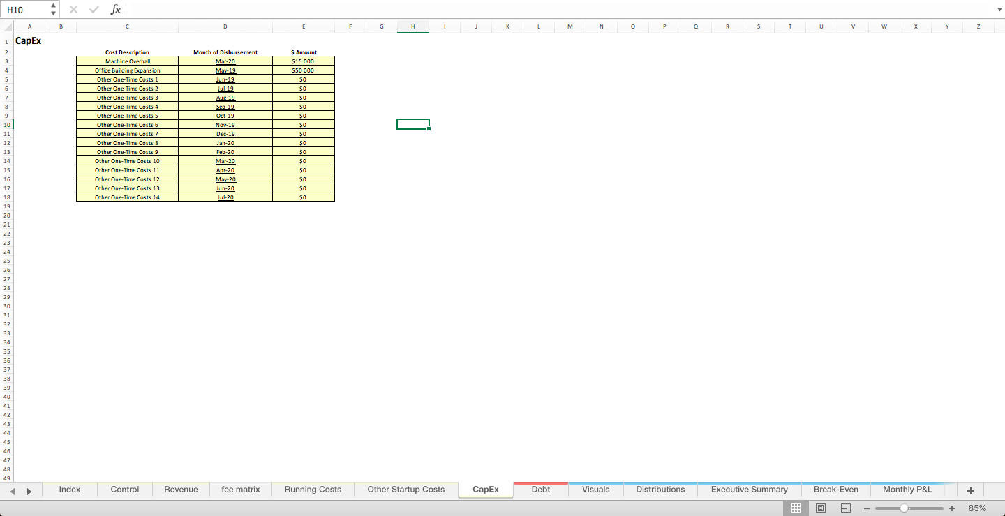 ATM Machines - 10 Year Financial Excel Model Template - Eloquens