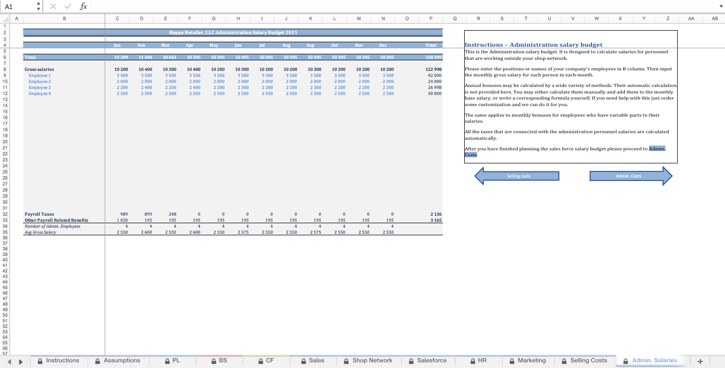 Retail Budgeting Excel Template - Eloquens