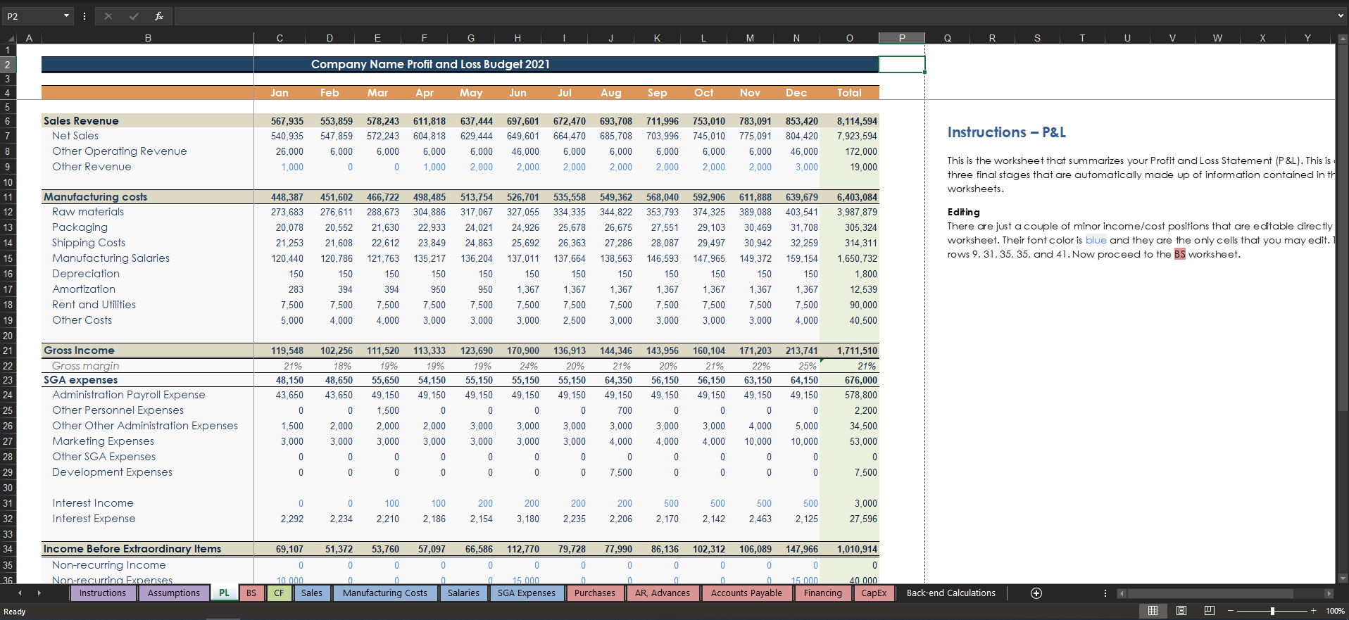 Manufacturing Budget Template Excel Manufacturing Budget Template Excel