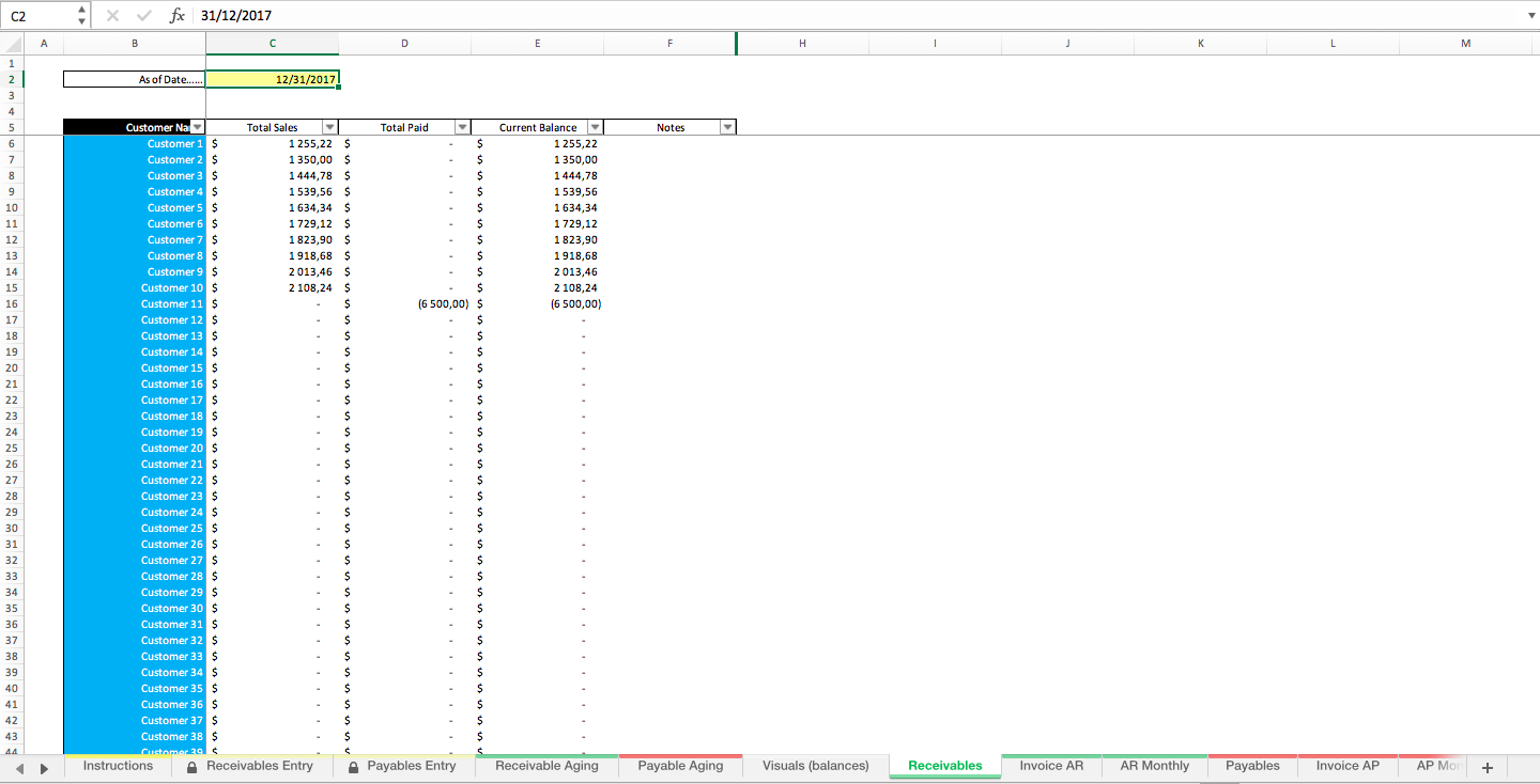 Accounts Receivable and Payable Invoice Tracking Excel Model Template ...