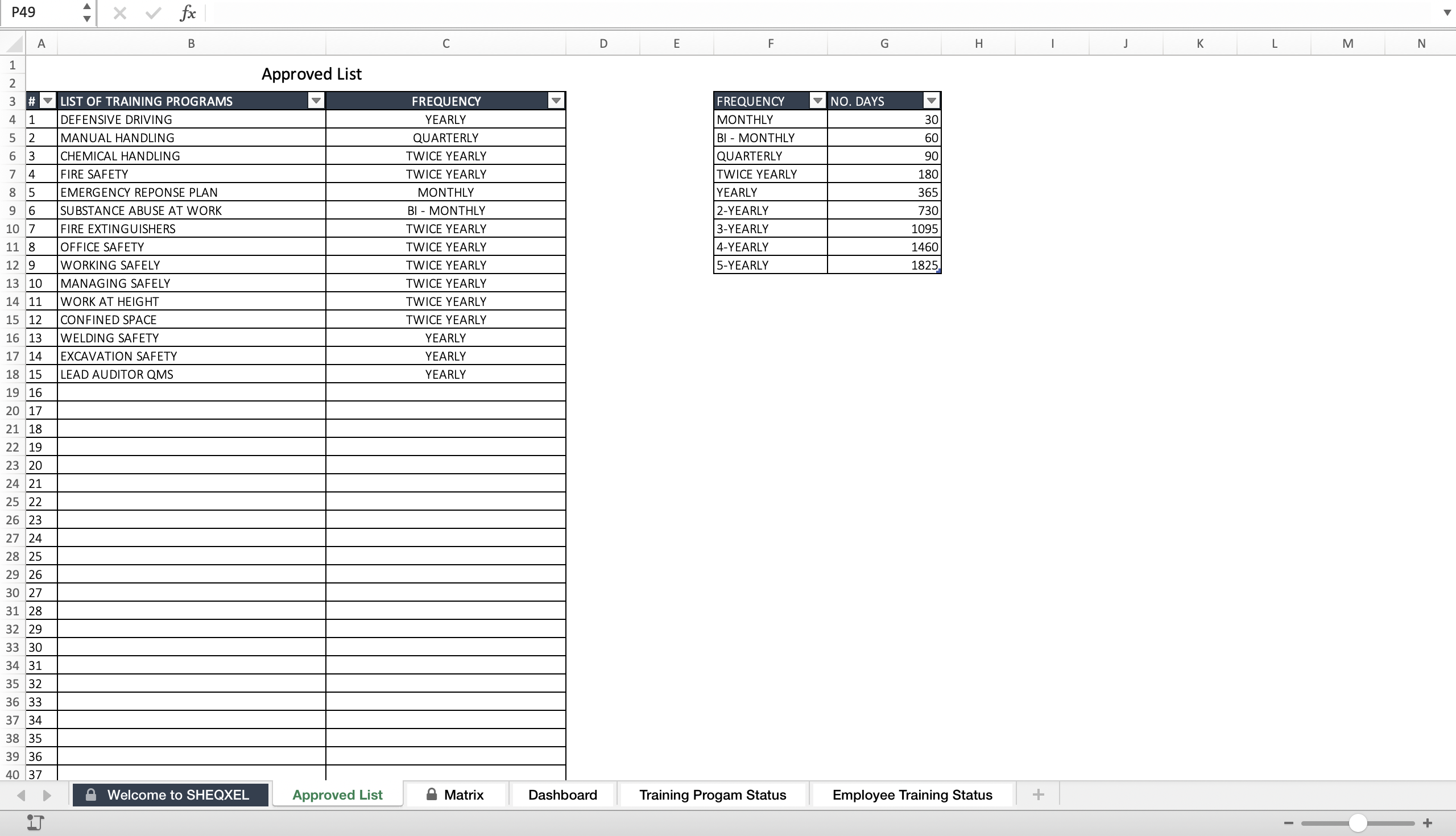 Health and Safety Training Matrix - Eloquens