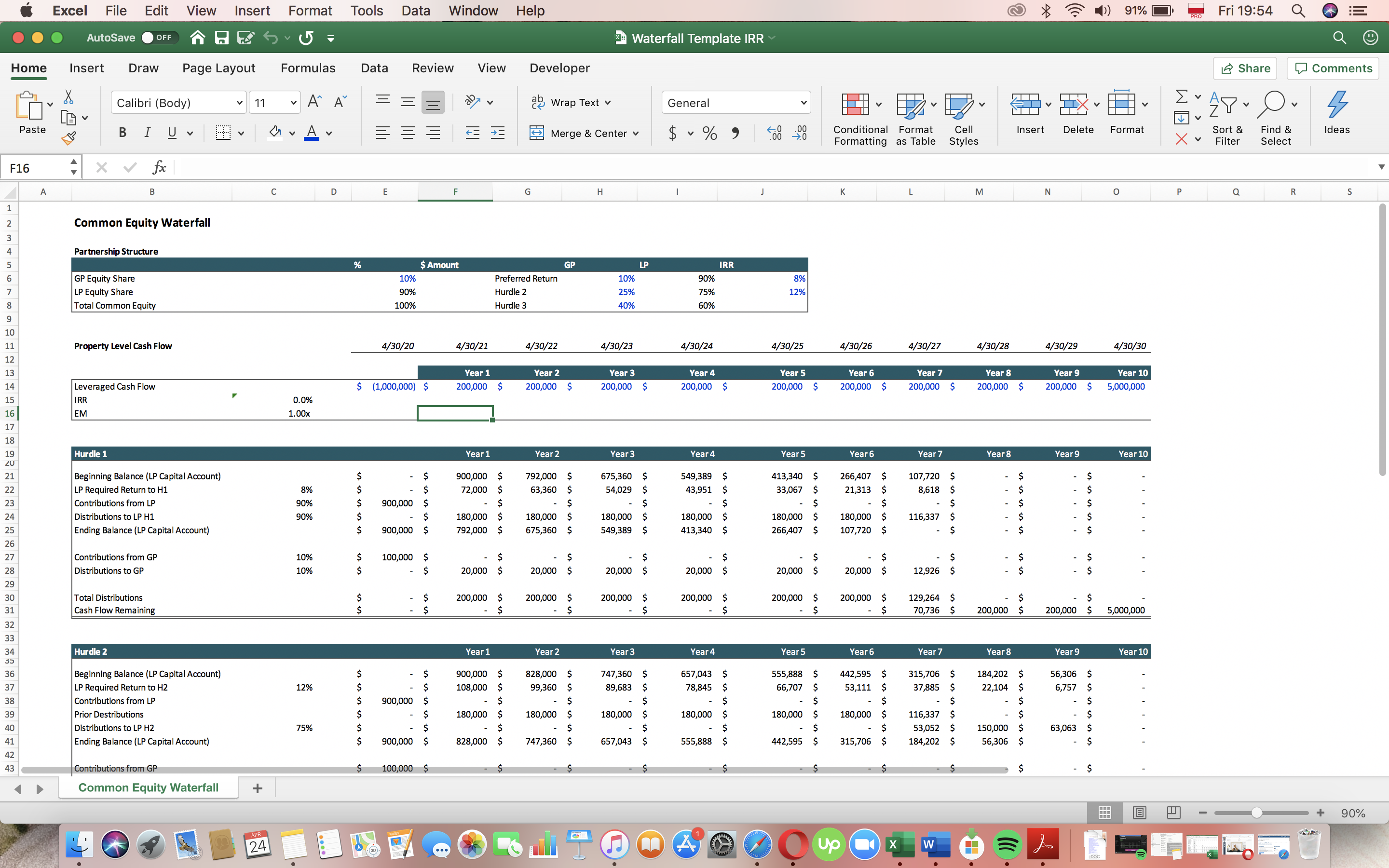 IRR Equity Waterfall Template Excel - Eloquens