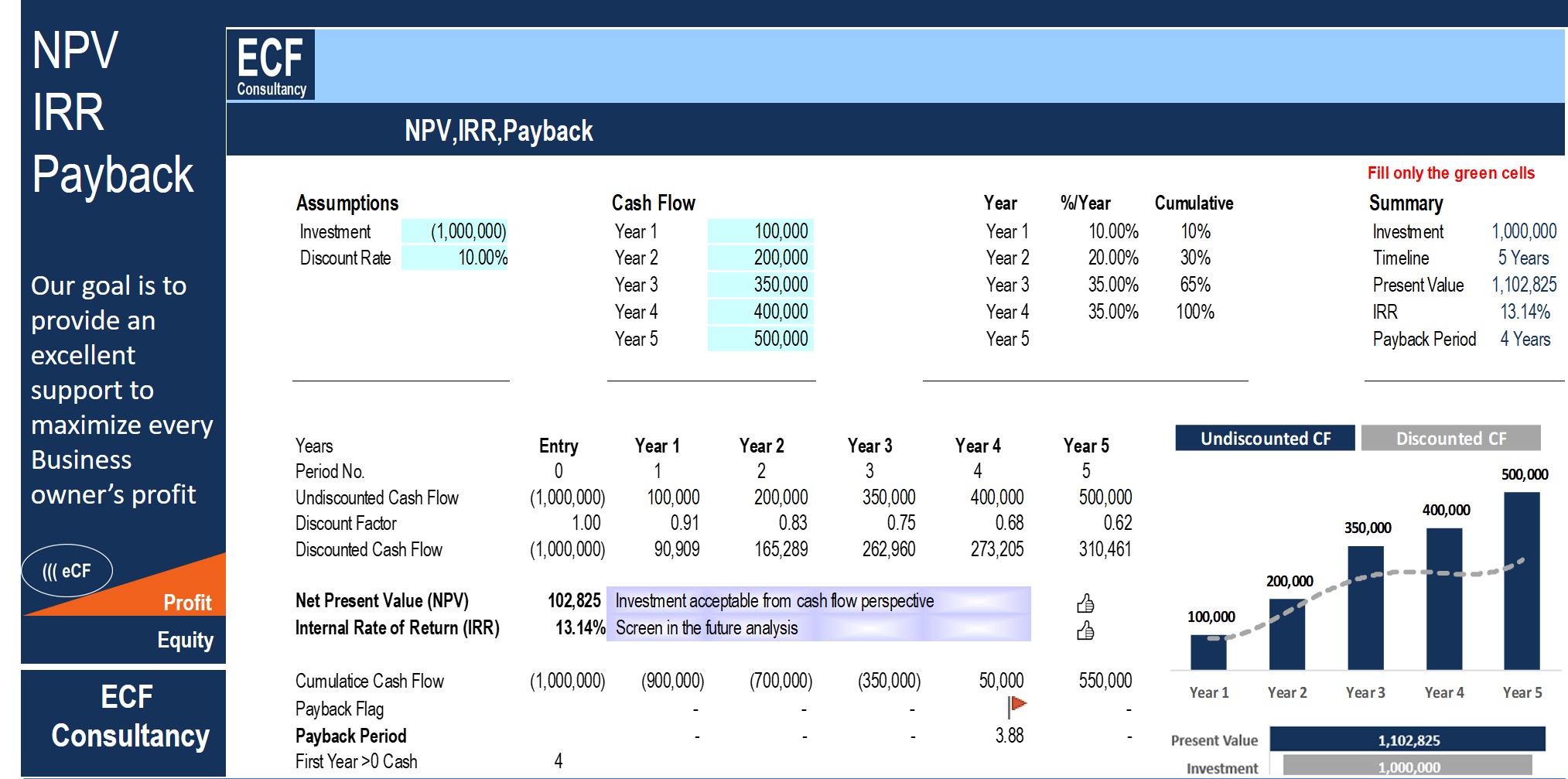 Net Present Value Excel Template