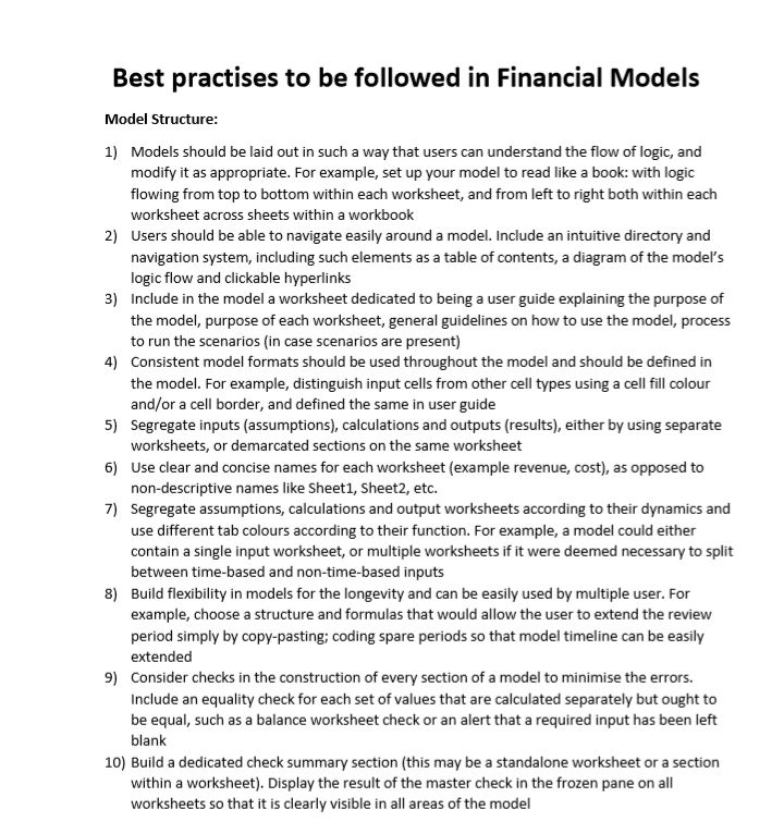 Financial Modeling Best Practices - Eloquens Financial Modeling Best Practices - Eloquens