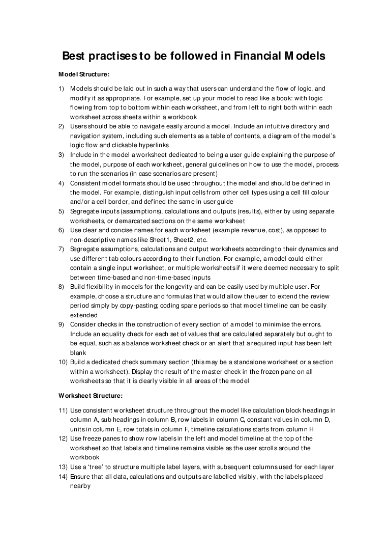 Financial Modeling Best Practices - Eloquens Financial Modeling Best Practices - Eloquens