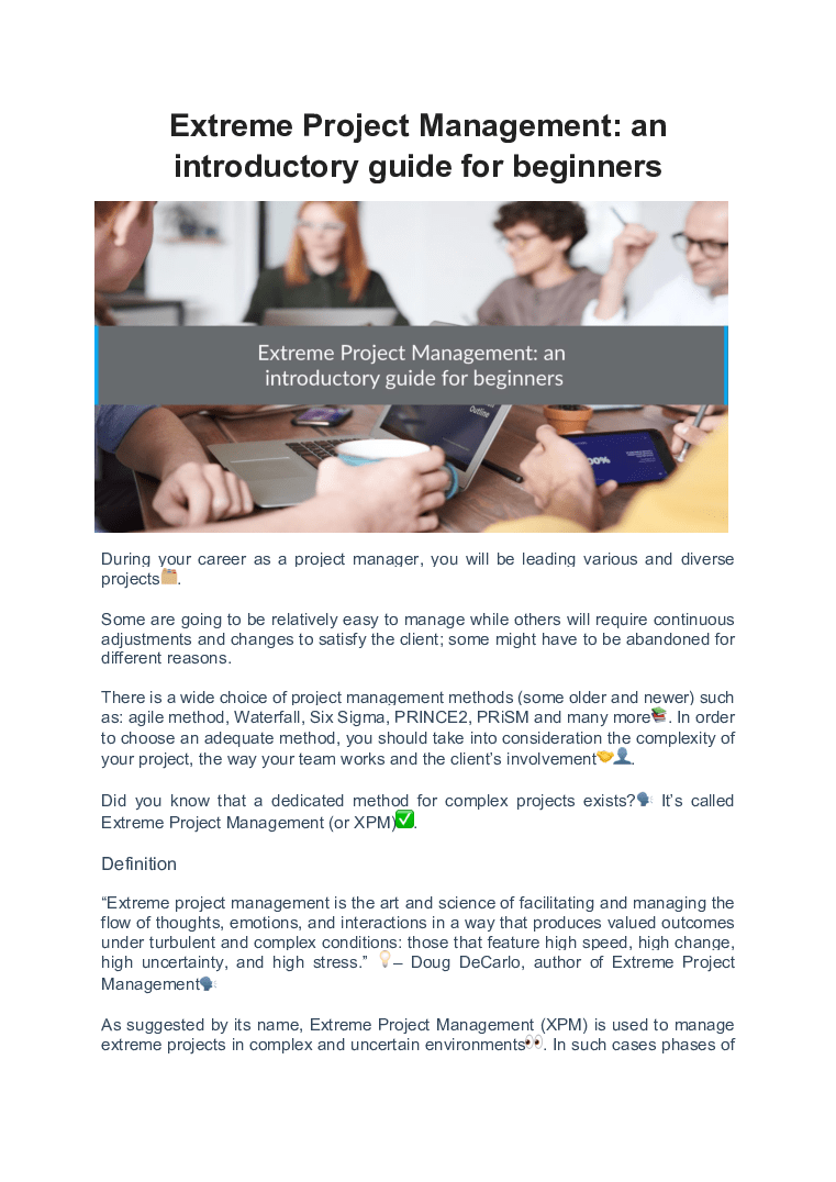 Extreme project management: an introductory guide for beginners - Eloquens Extreme project management: an introductory guide for beginners - Eloquens