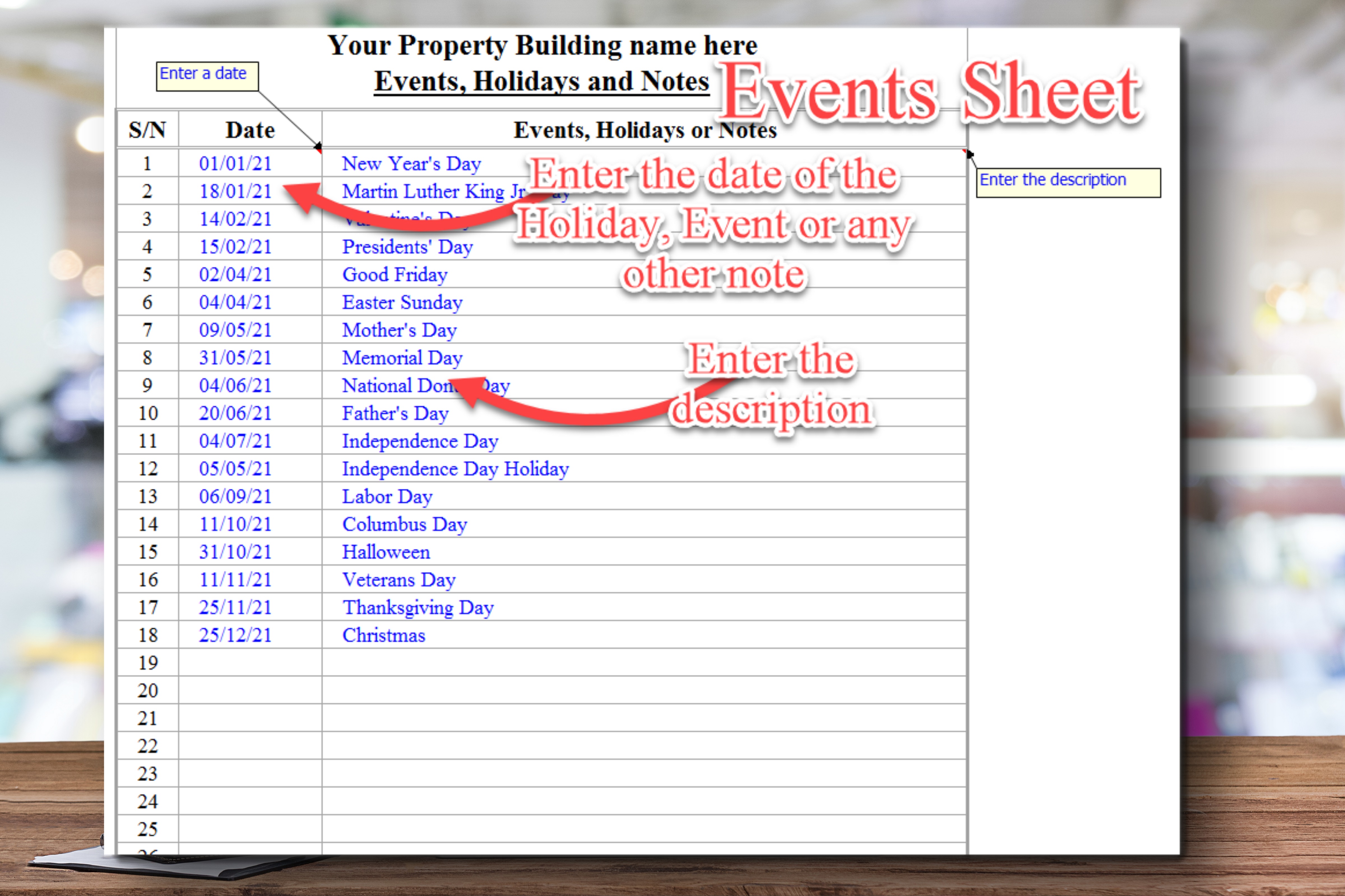 Booking Schedule Spreadsheet - Eloquens