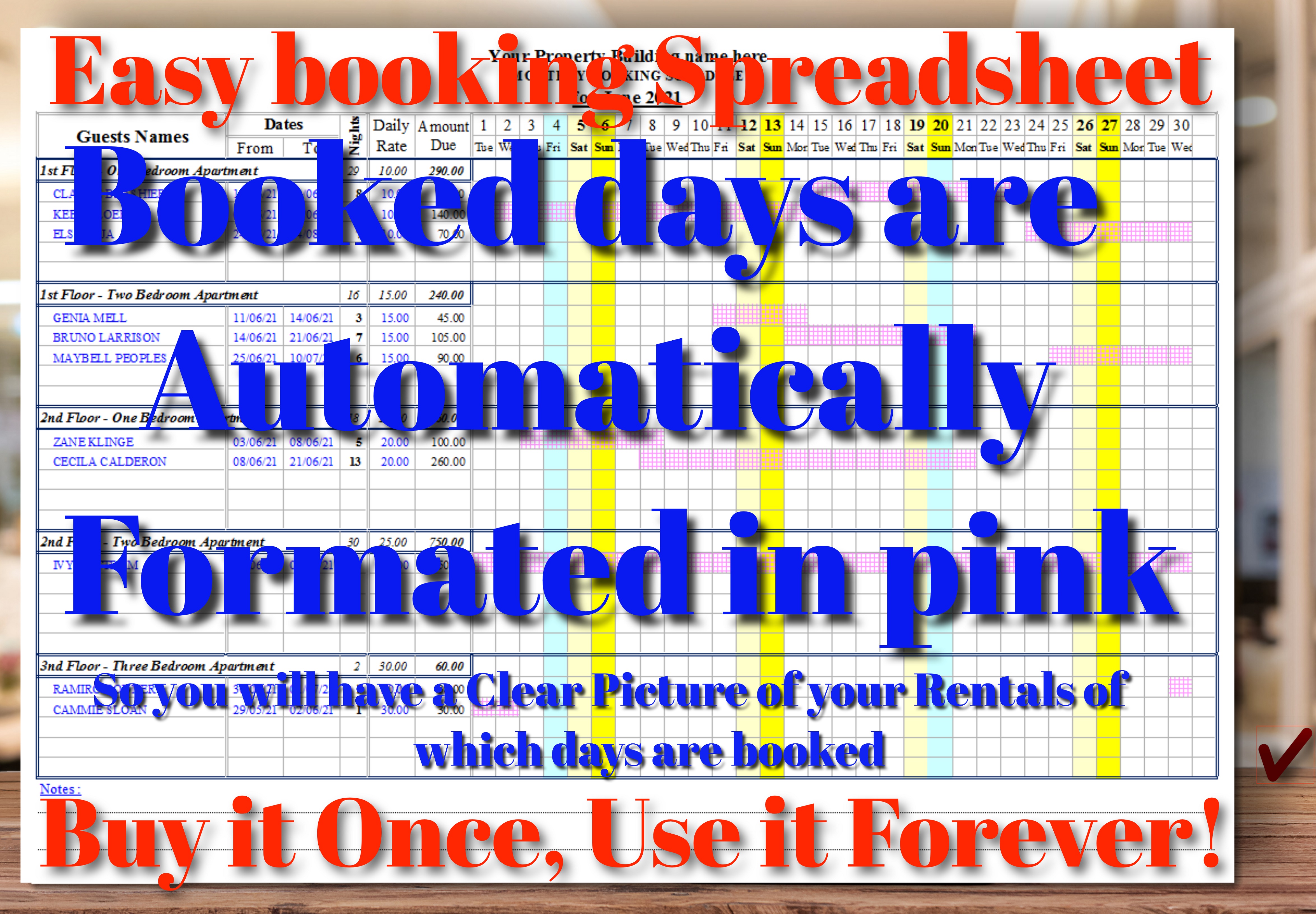 Booking Schedule Spreadsheet - Eloquens