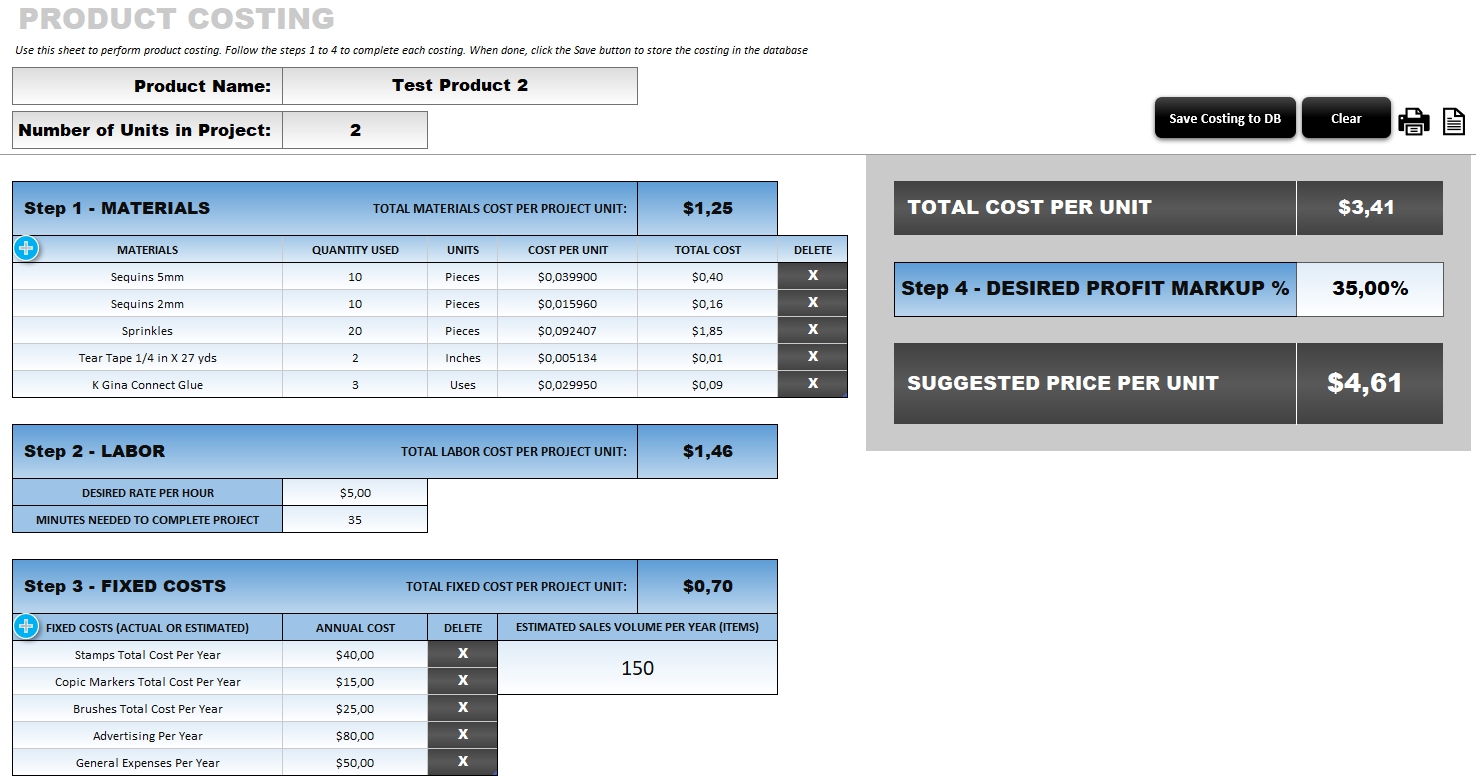 Excel Costing & Pricing Tool for Handmade Products – Materials-Based ...