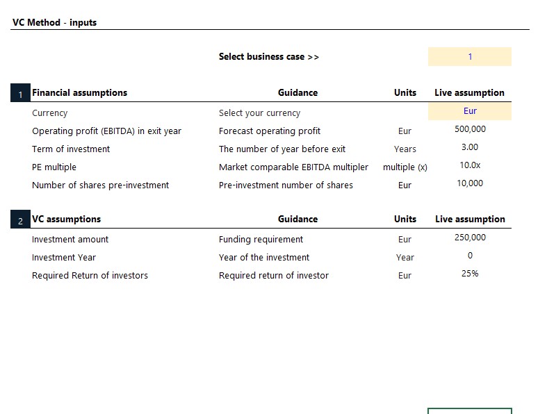 Business Valuation - VC Method - Eloquens