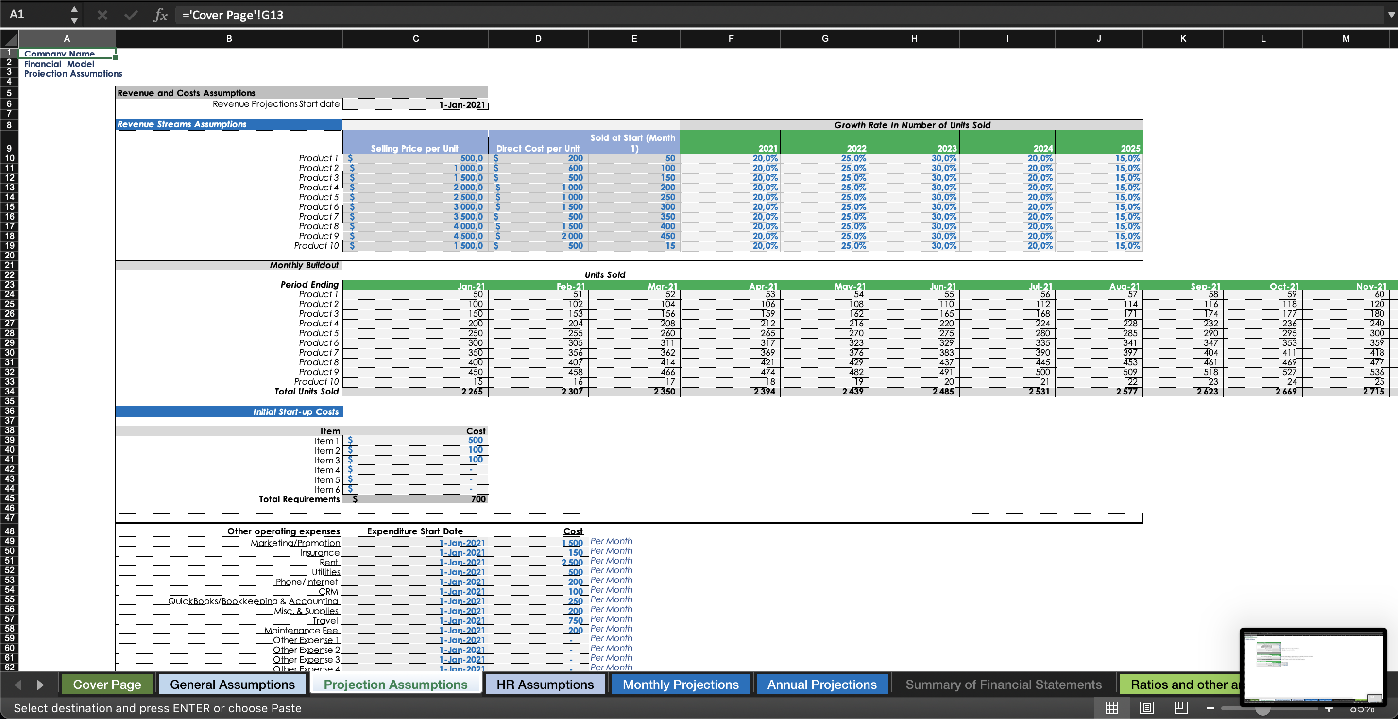 Startup 3-statement Financial Model - Eloquens