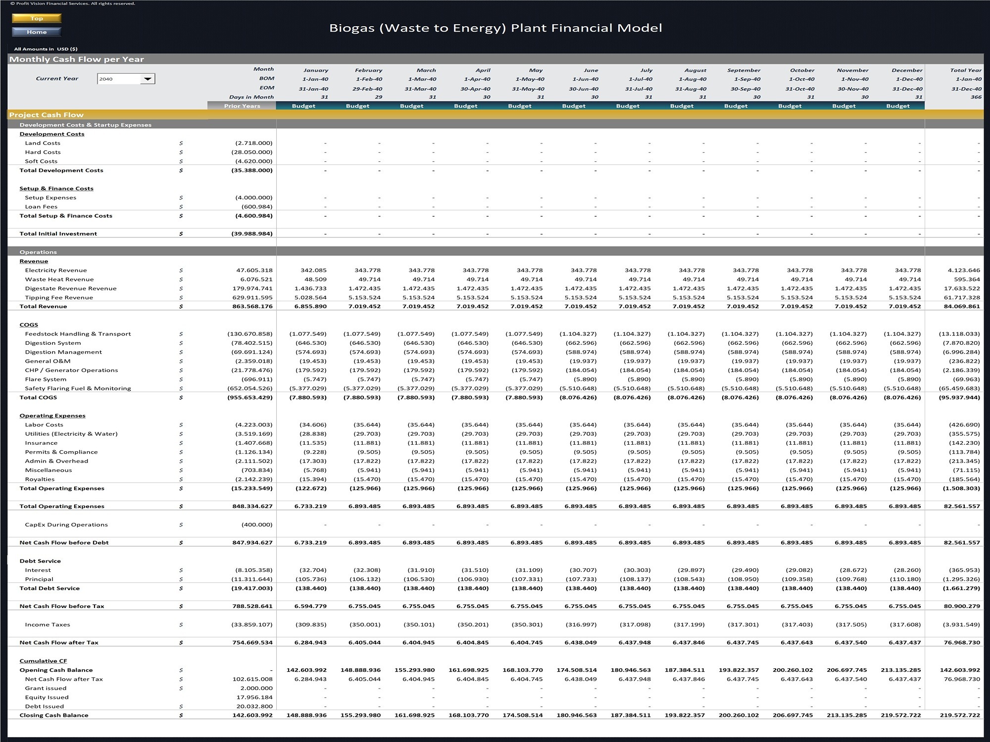 Biogas (Waste to Energy) – Project Finance Model - Eloquens