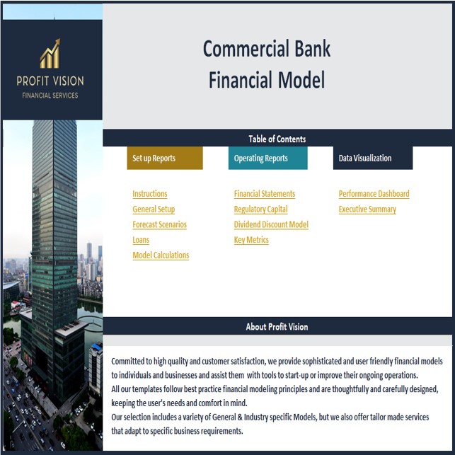 Commercial Bank Financial Model - Dynamic 10 Year Forecast - Eloquens
