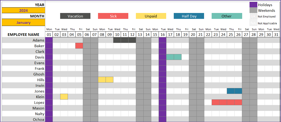 Holiday Tracker Excel Template 2024 Sonja Bertina