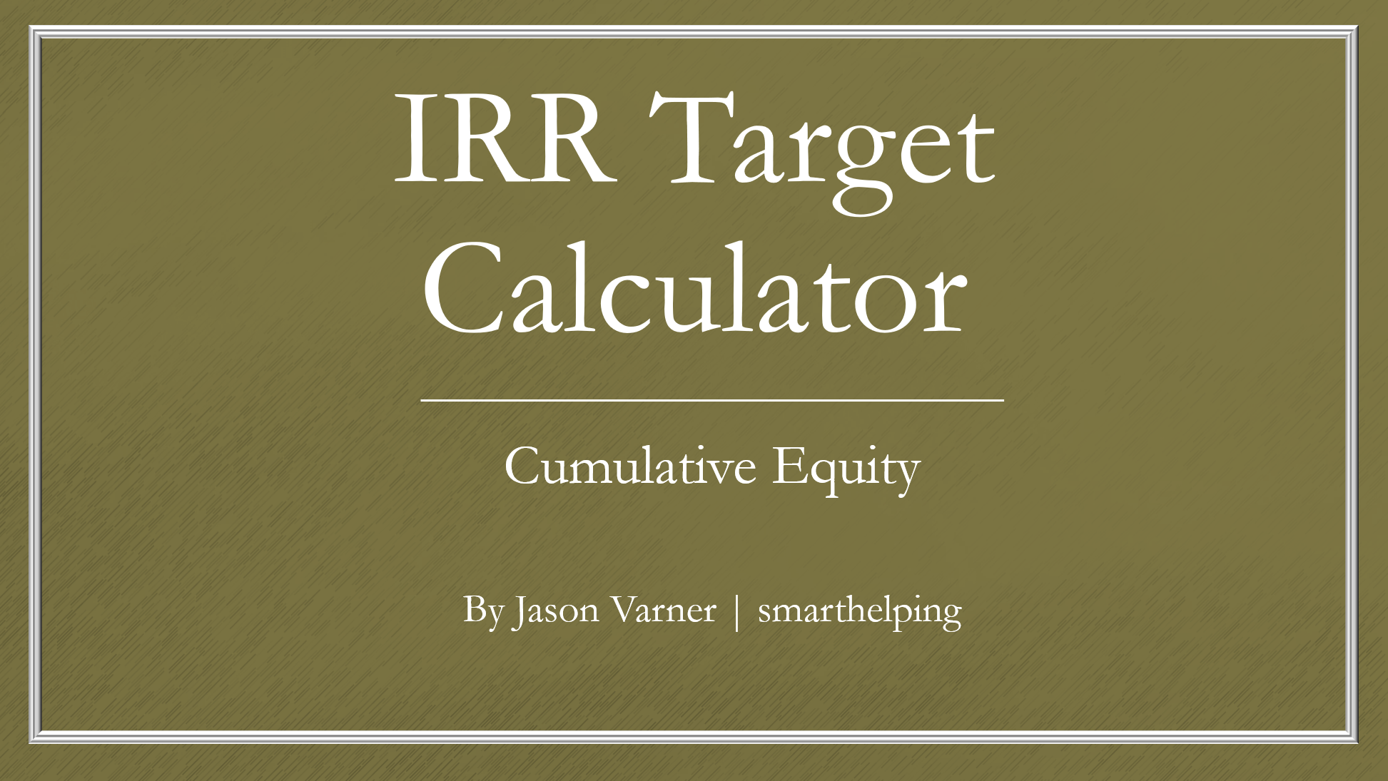 IRR Targeting Investor Tool - Eloquens