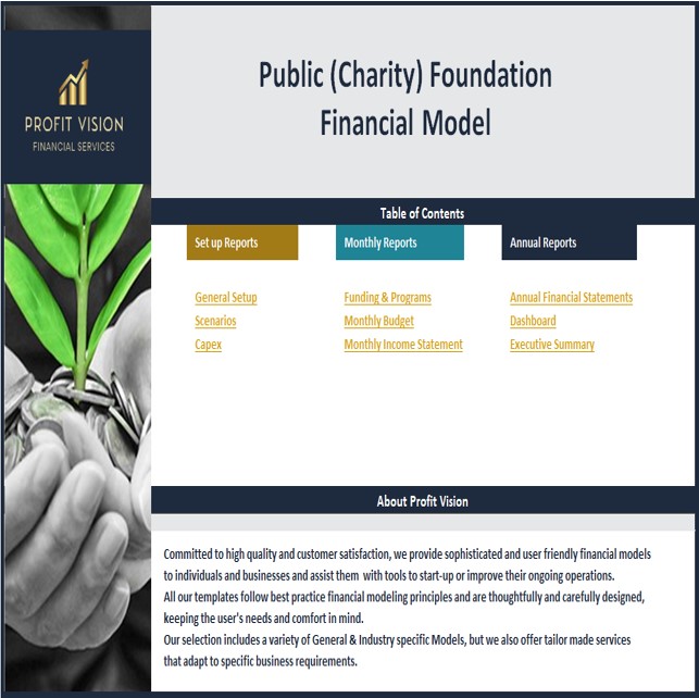 Public (Charity) Foundation Financial Model - 5 Year Forecast - Eloquens