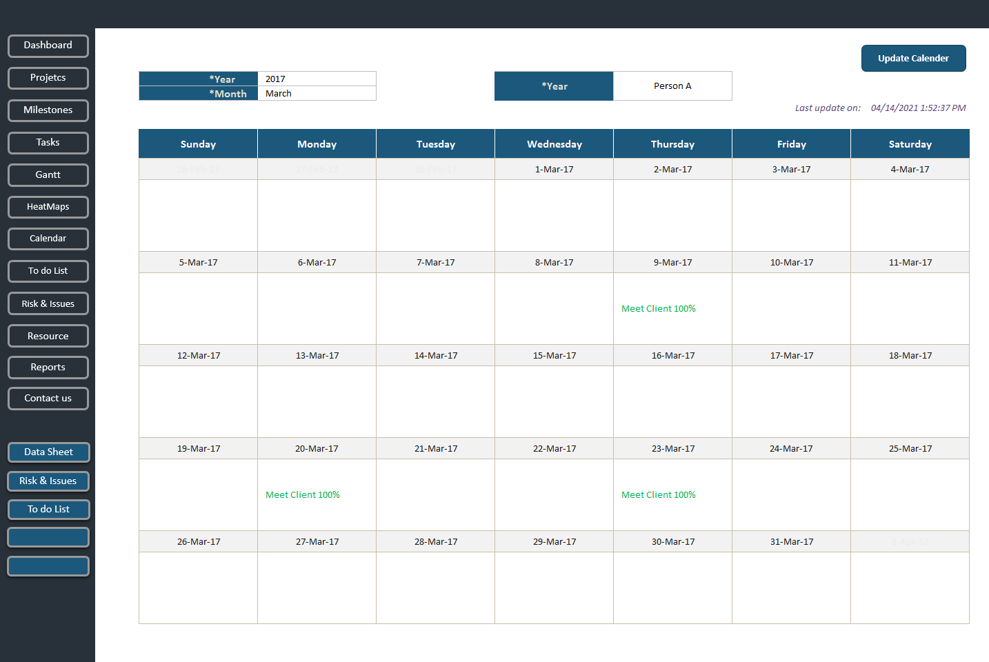 Project Plan Dashboard Tracking & Monitoring - Eloquens