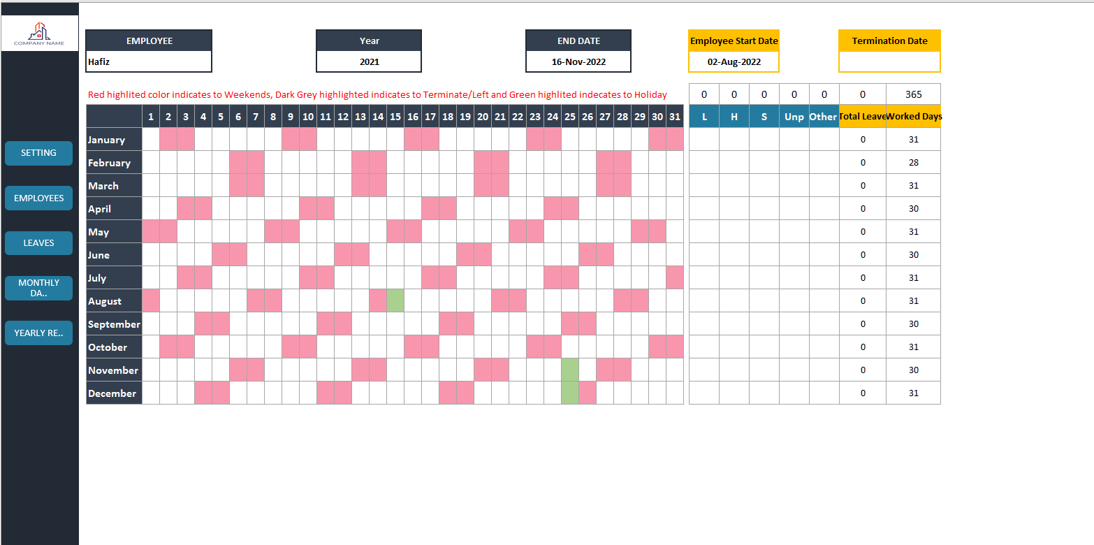 Excel Leave Tracker Template Change Start Month Excel Vrogue co