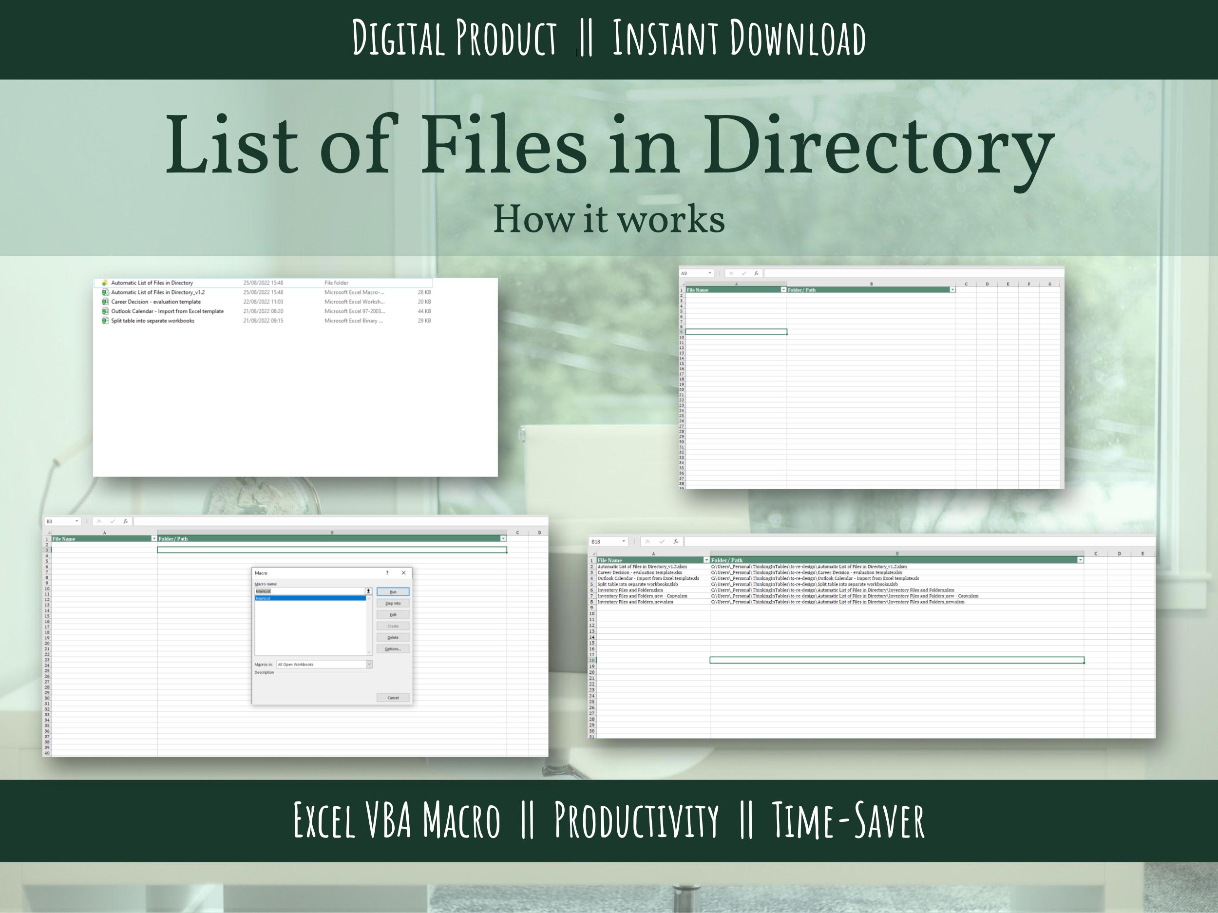 Automatic List Of Files In Directory Using Excel Macro VBA Eloquens