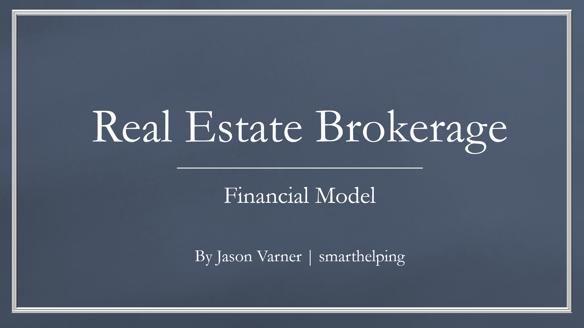 Real Estate Brokerage Economic Analysis / Forecasting Template in Excel ...