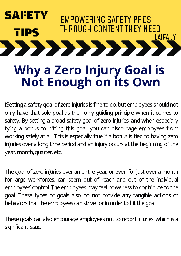 WHY ZERO INJURIES IS A BAD GOALS - SAFETY TIPS - Eloquens