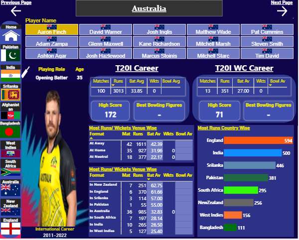 T20 Cricket World Cup 2022 Dashboard - Eloquens