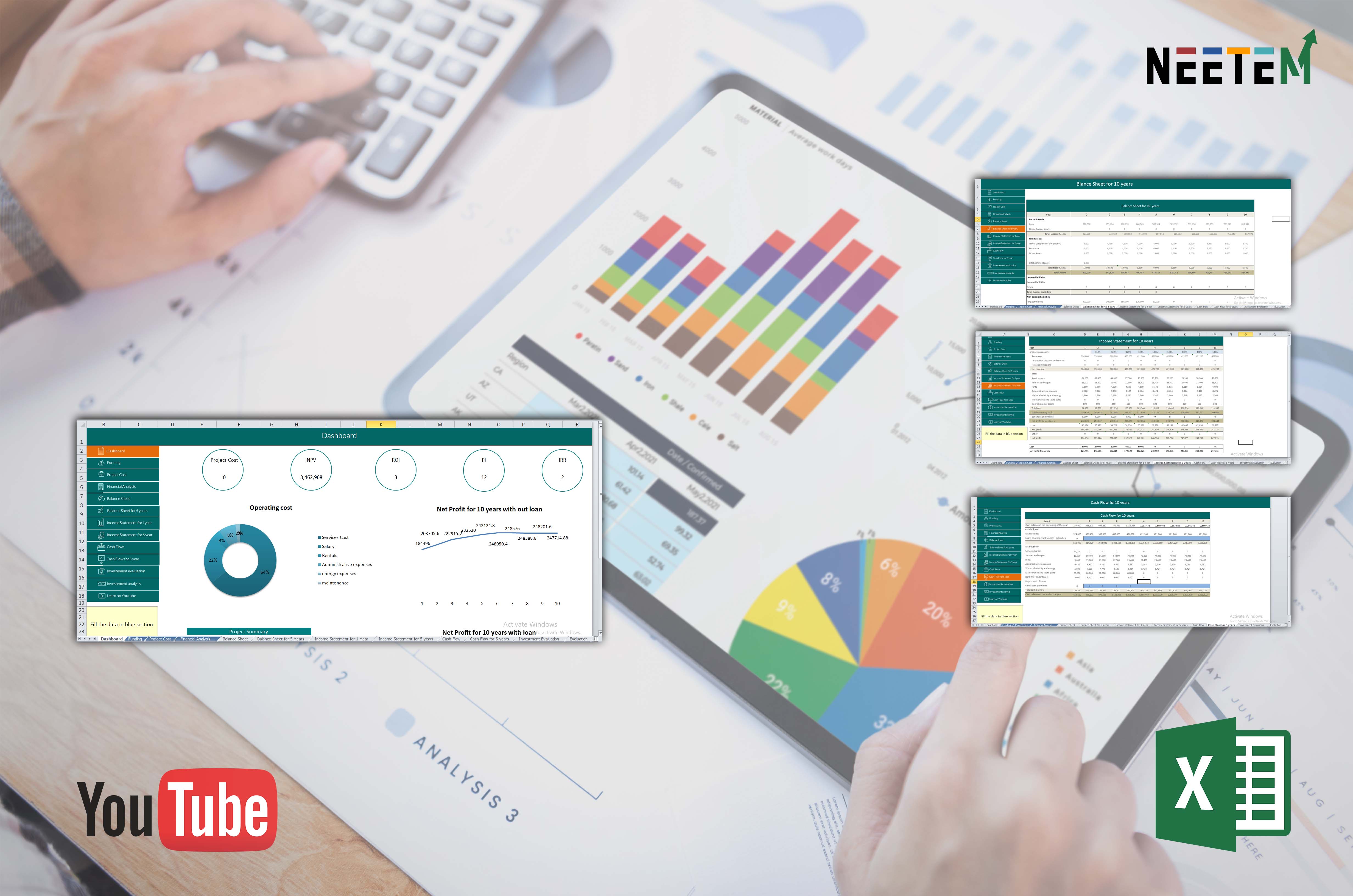 Feasibility studies template for 10 years financial model - Eloquens