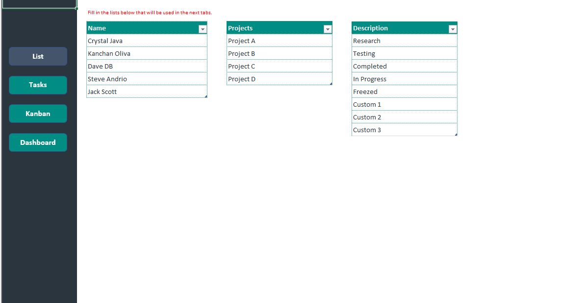Kanban Excel Dashboard Template - Eloquens