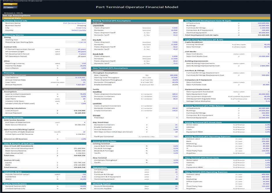 Port Terminal Operator - Project Finance Model - Eloquens