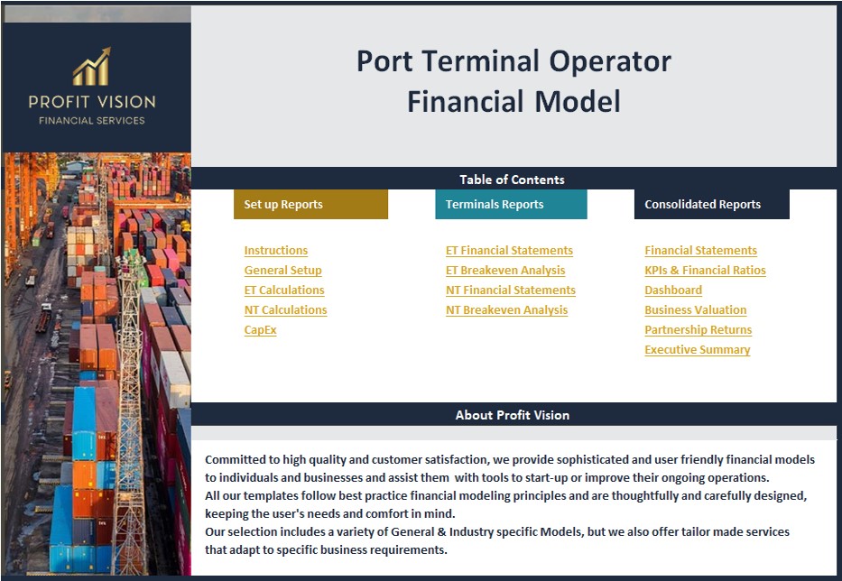 Port Terminal Operator - Project Finance Model - Eloquens