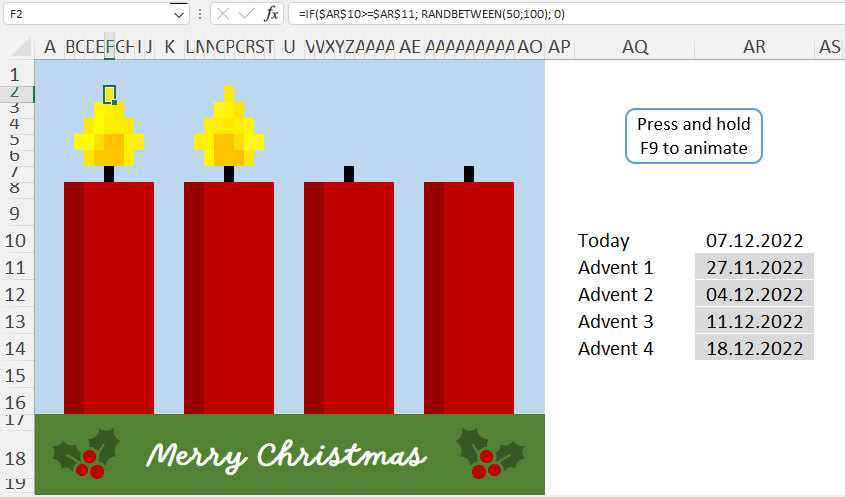 Simulate Christmas candles in Excel - Eloquens