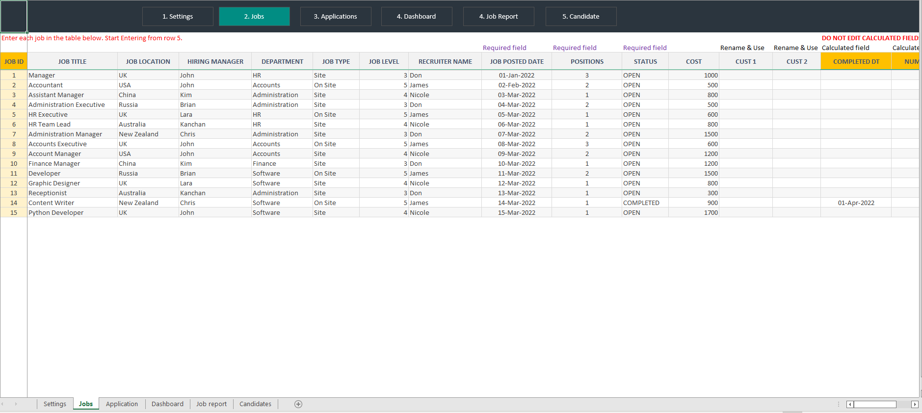 Recruitment Management Excel Template - Eloquens