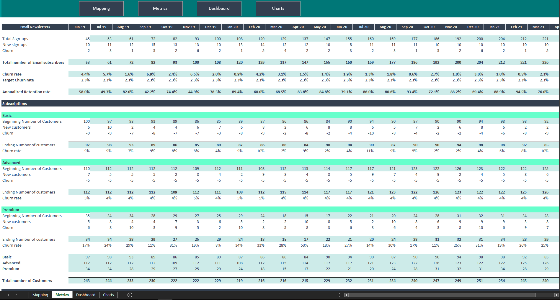 SaaS Business Tracking Template - Eloquens