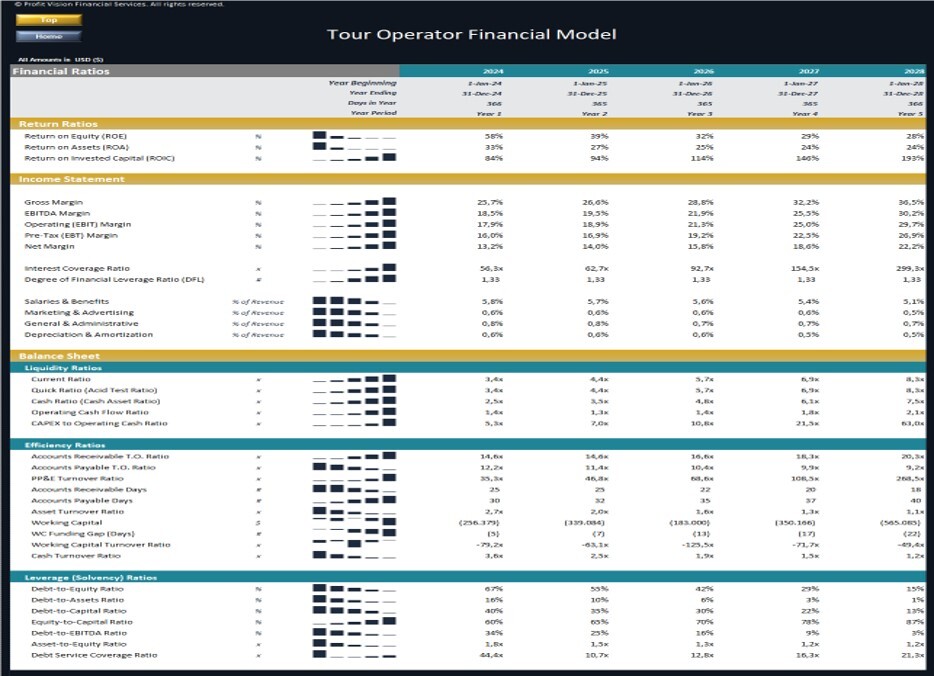 Tour Operator Financial Model - 5 Year Financial Plan - Eloquens