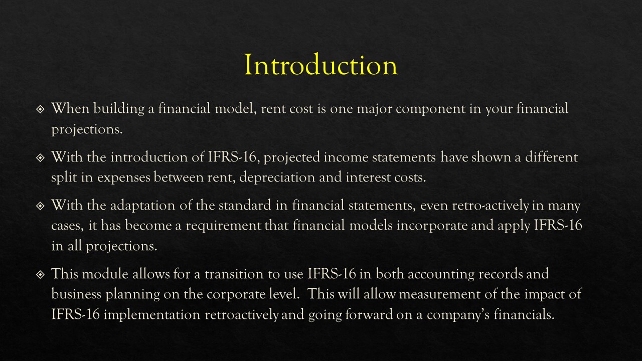 IFRS-16 Transition Model - Eloquens
