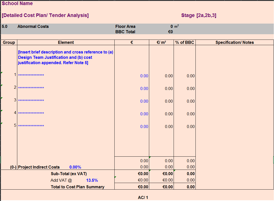 Detailed Cost Plan Template - Eloquens