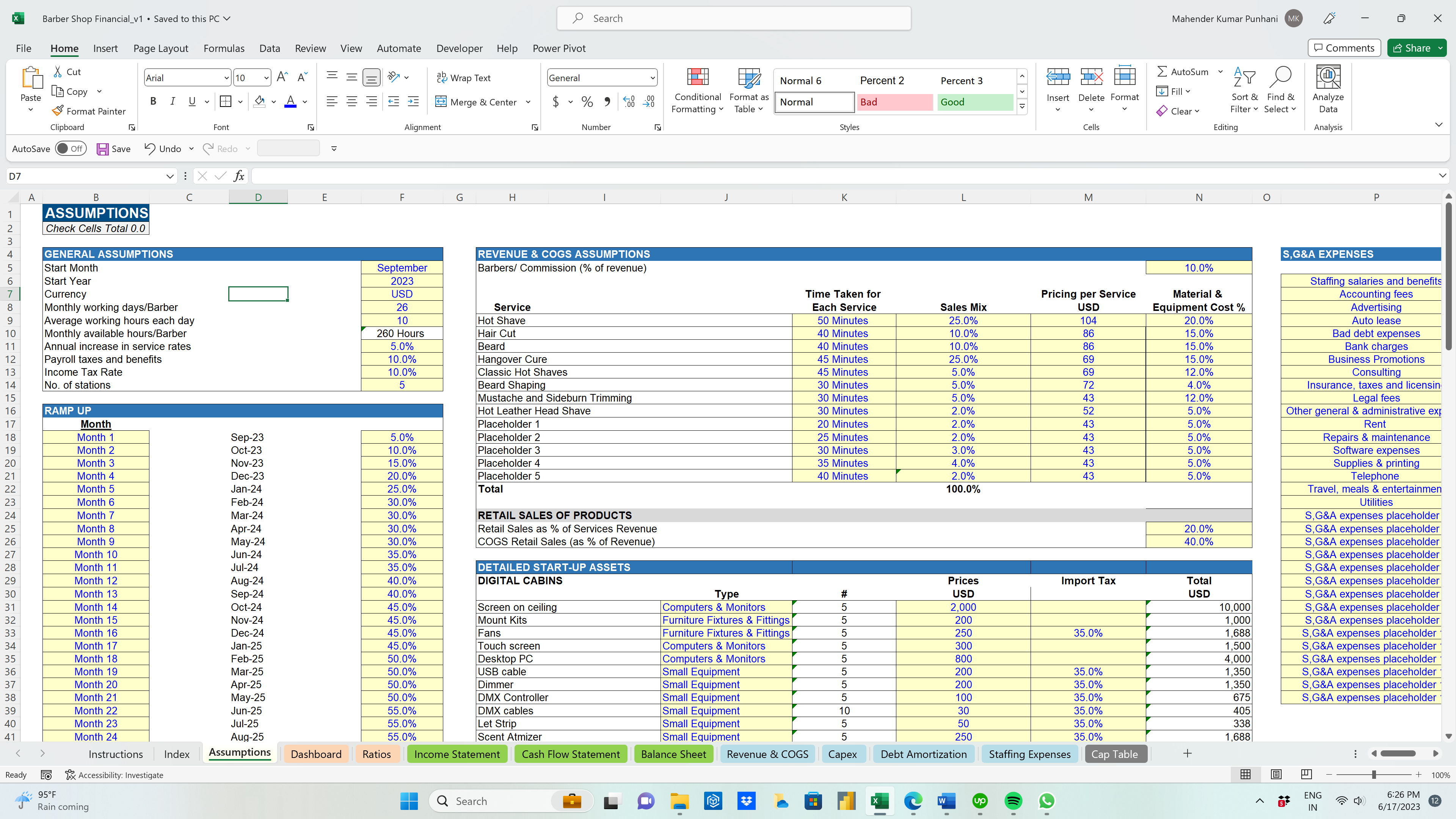 Barber Shop Financial Model - Eloquens