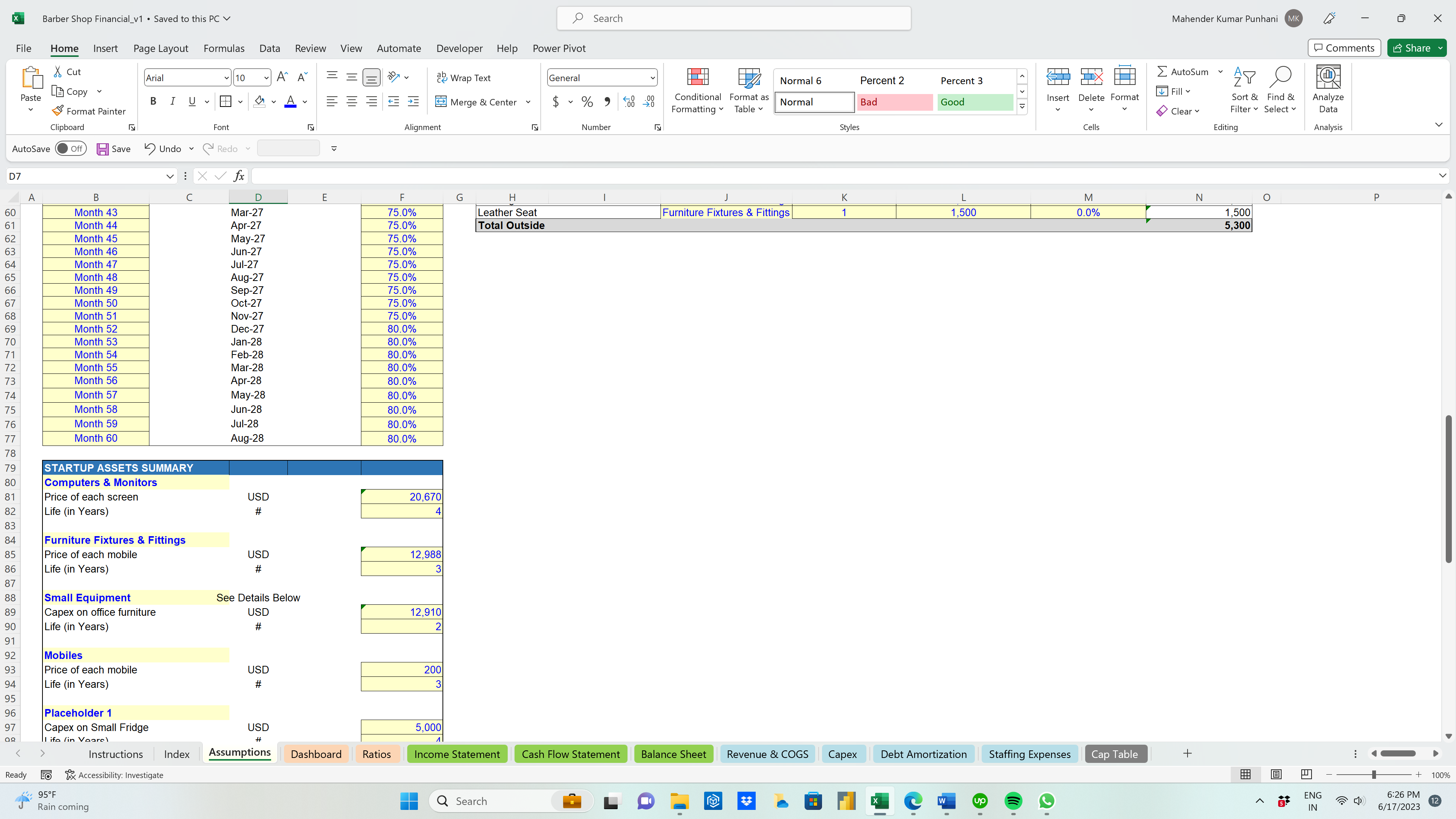 Barber Shop Financial Model - Eloquens
